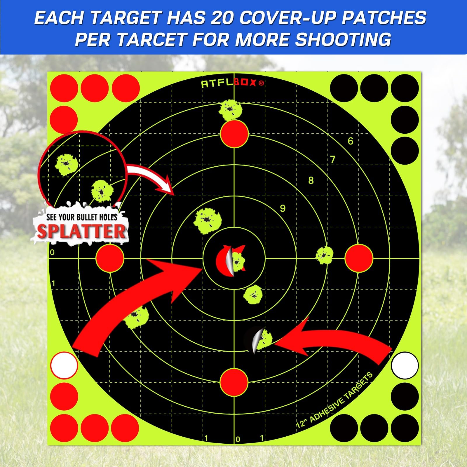 Snapklik.com : ATFLBOX 12X12 Inch Splatter Adhesive Bullseye ...