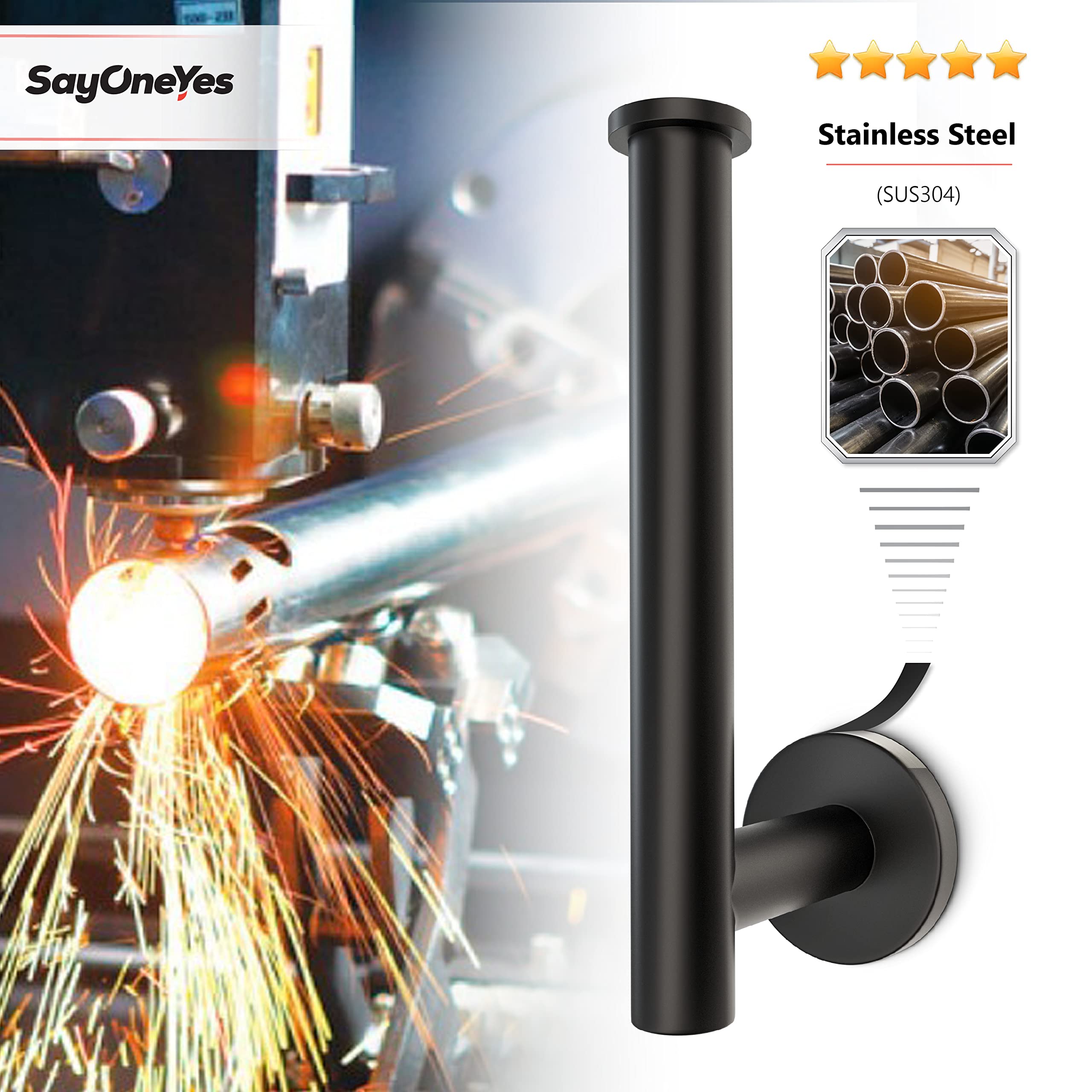 Snapklik.com : SAYONEYES Matte Black Toilet Paper Holder Wall Mount ...