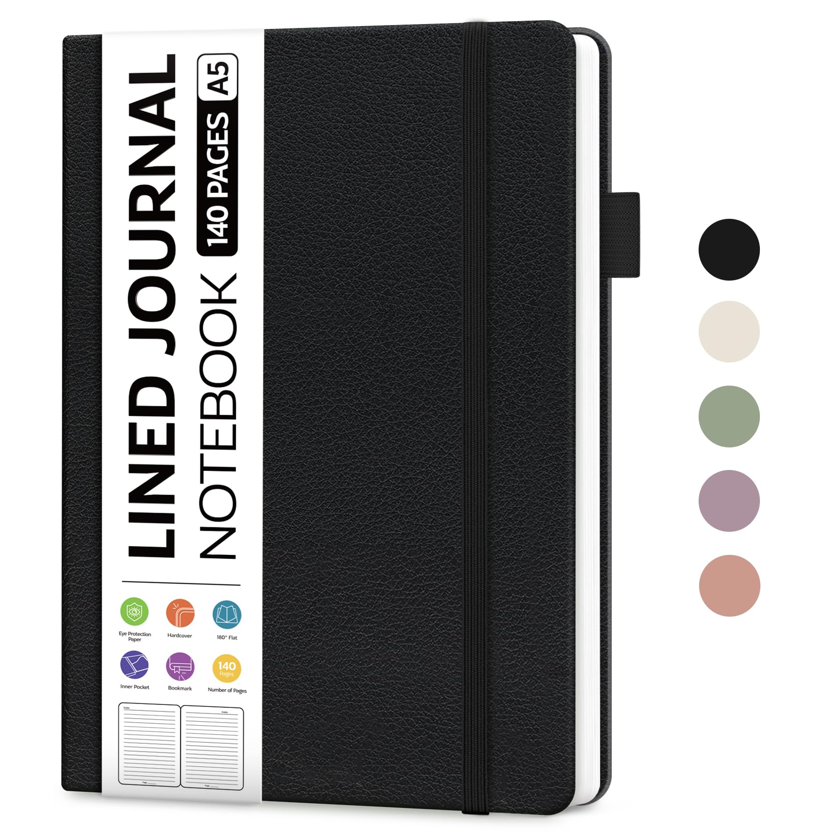 Amazon.com : Lined Journal Notebook for Women & Men, 140 Pages, College ...
