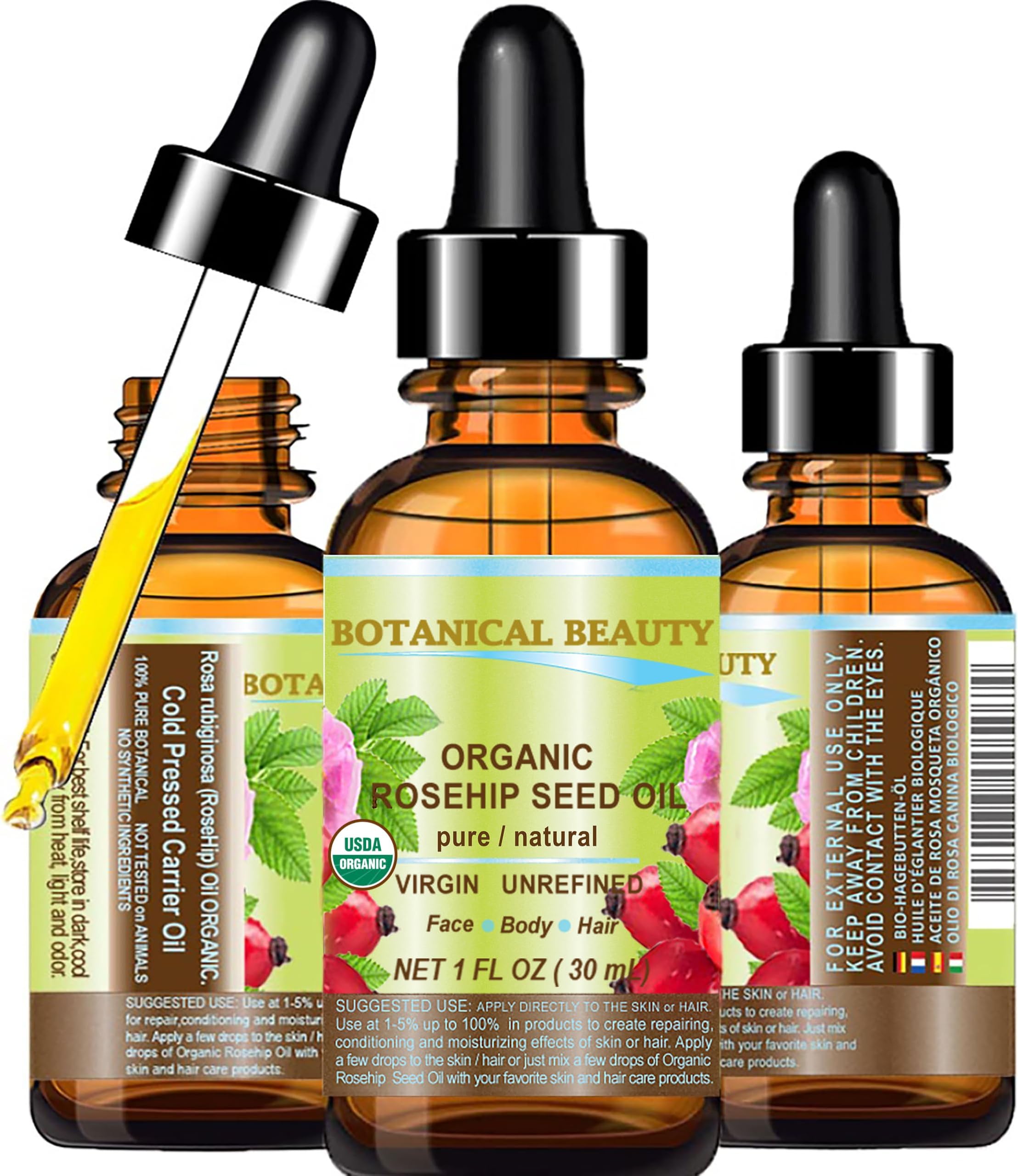 Amazon.com: Botanical Beauty Organic ROSEHIP SEED OIL 100% Pure Natural ...