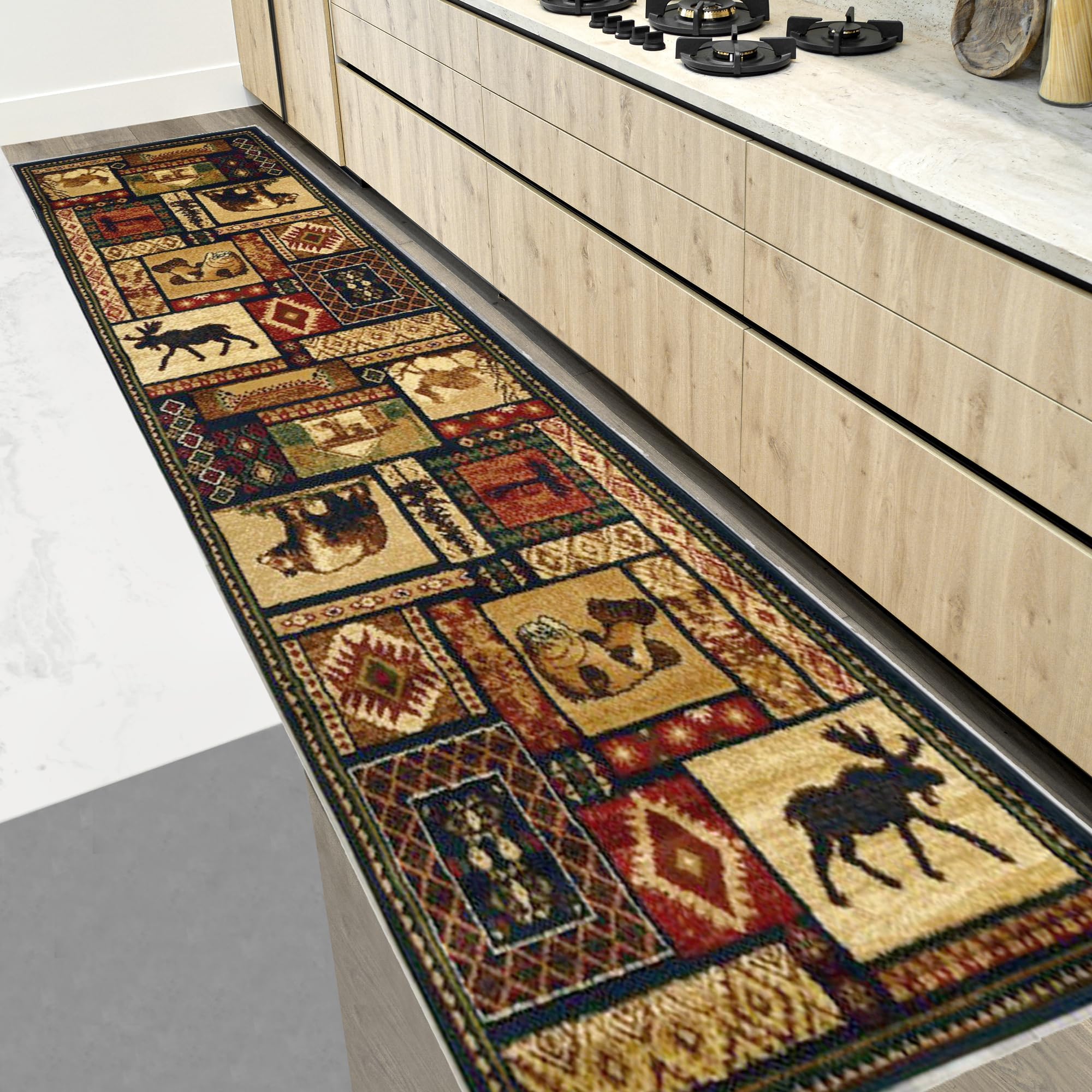 Amazon.com: Cabin Getaway Novelty Lodge Pattern Wildlife Nature Canoe ...