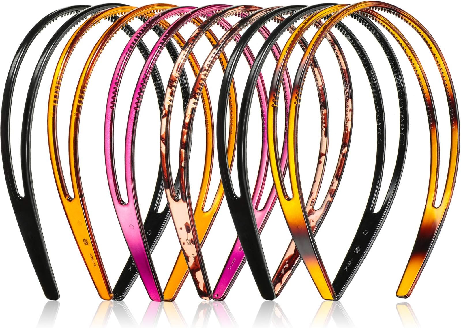 Amazon.com : 6 Pieces Plastic Plain Headband for Women Double Row ...