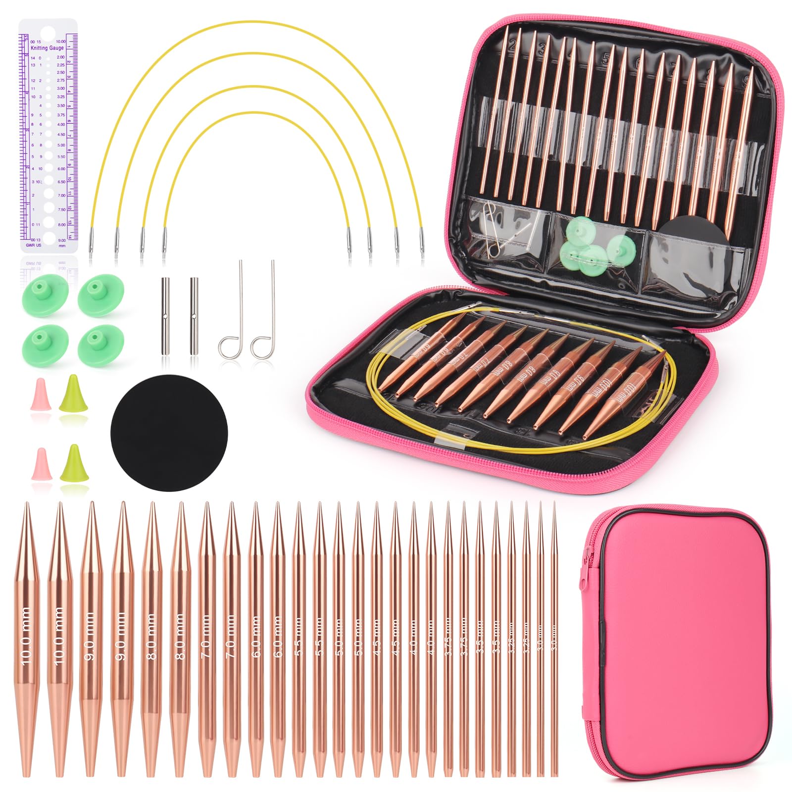 Amazon.com: Coopay 13 Pairs Interchangeable Circular Knitting Needles ...