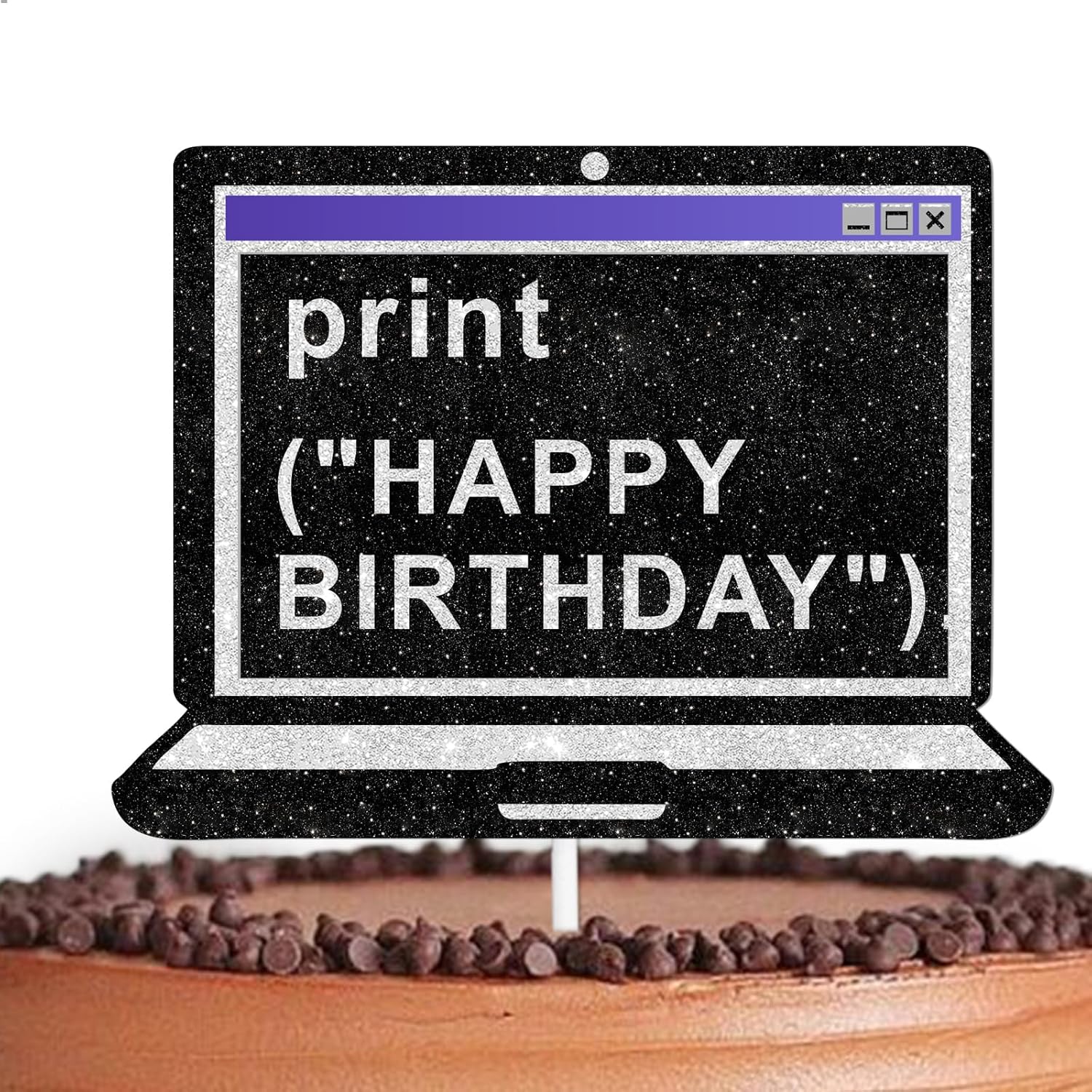 Amazon.com: Black Glitter Print Computer Cake Topper Pick for Software ...