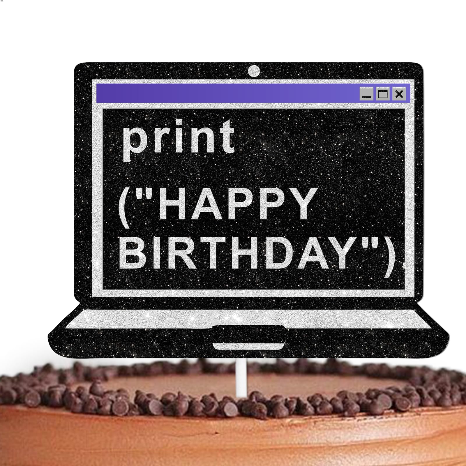 Amazon.com: Black Glitter Print Computer Cake Topper Pick for Software ...