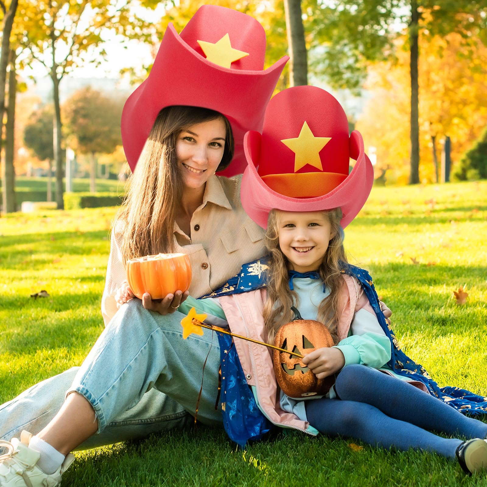 Jeyiour 4 Pcs Foam Cowboy Hat Huge Vintage Cowboy Hat Fun Oversized ...
