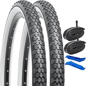 Amazon.com : YUNSCM 2-PCS 26" Mountain Bike Tires 26 x 2.125/57-559 Classic White Wall and 26 ...