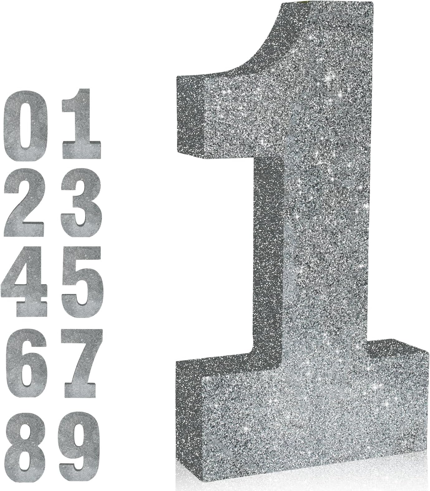 Amazon.com: TONIFUL 8 Inch Silver Glitter Number 1 Table Centerpiece 0 ...