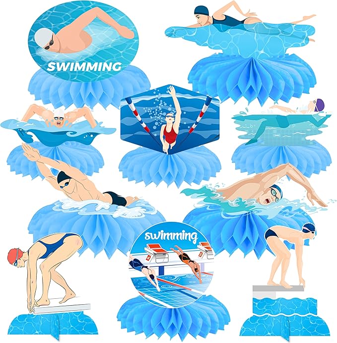 Amazon.com: Swimming Party Honeycomb Centerpieces Summer Swim Party ...
