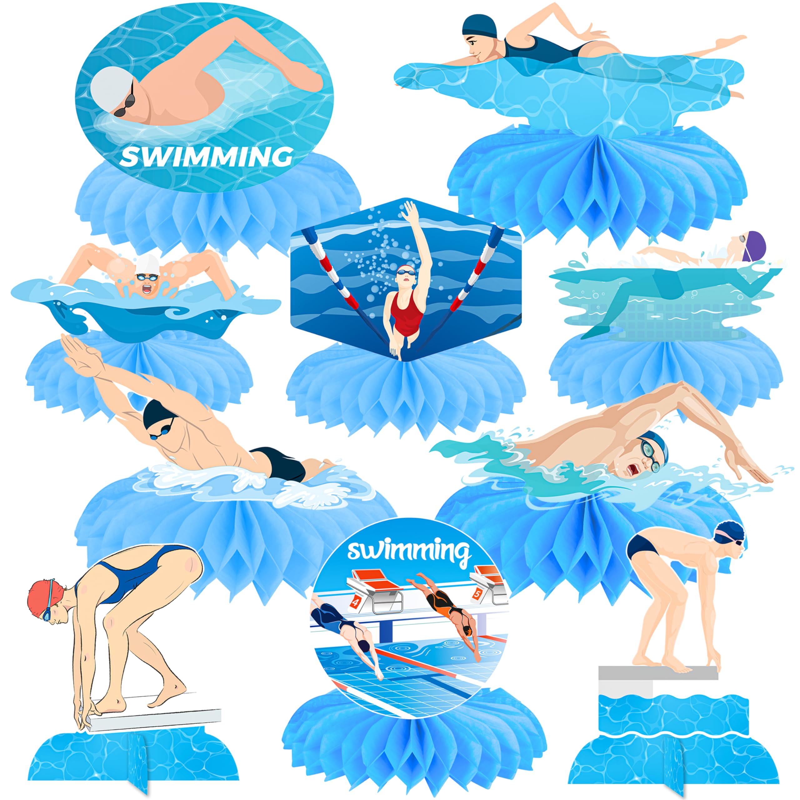Amazon.com: Swimming Party Honeycomb Centerpieces Summer Swim Party ...