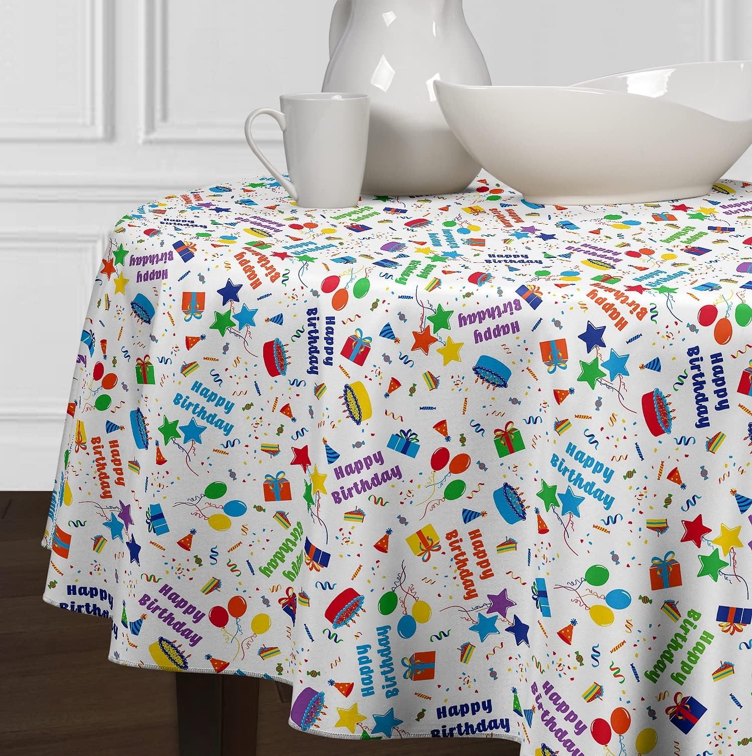 Amazon.com: Horaldaily Birthday Round Tablecloth 70×70 Inch Round ...
