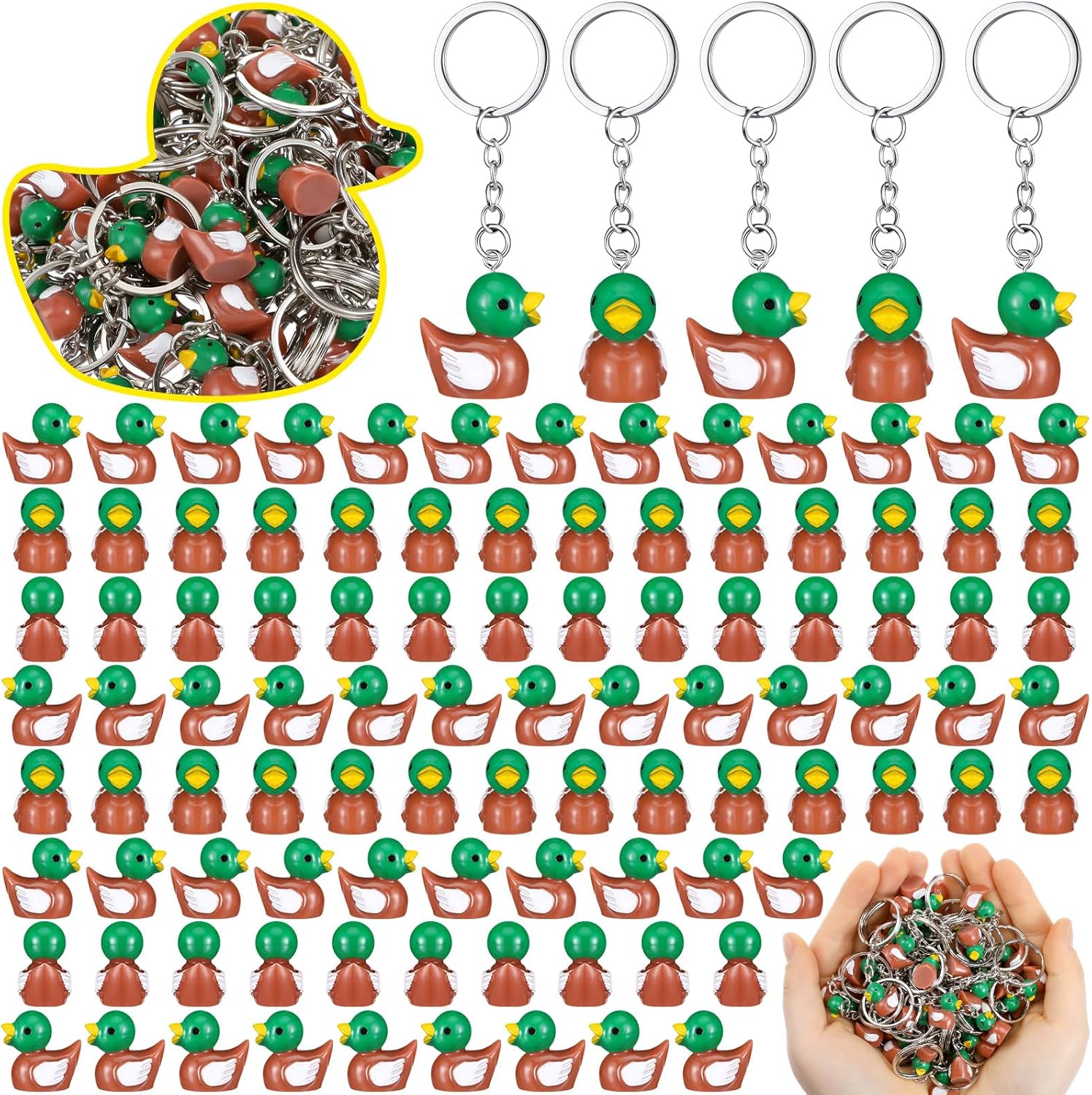 Amazon.com: Ecation 100 Pcs Luminous Mini Duck Keychains Glow in the ...