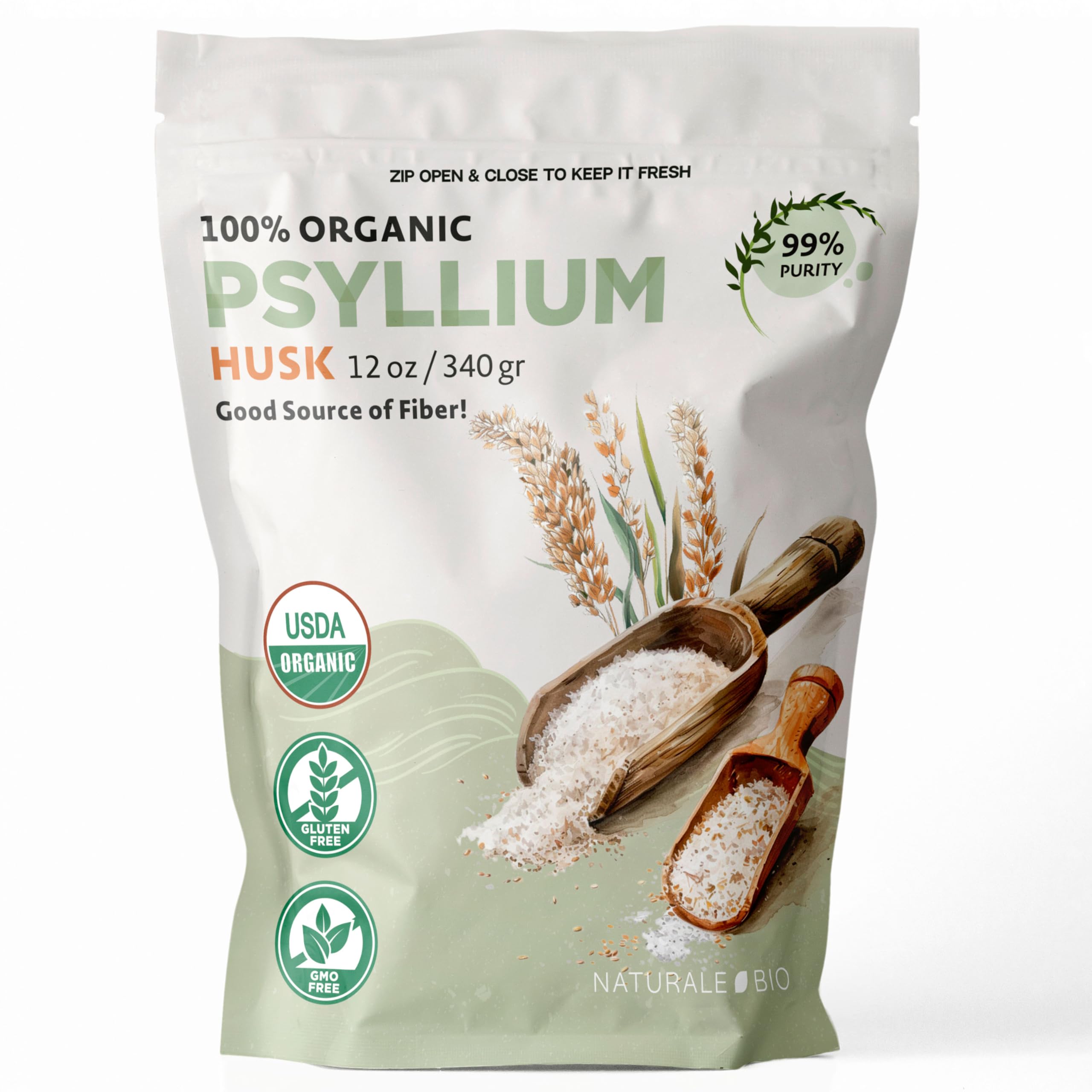 Organic Psyllium Husk - 99% Purity - 200g. Pure & Natural Psyllium Seed ...