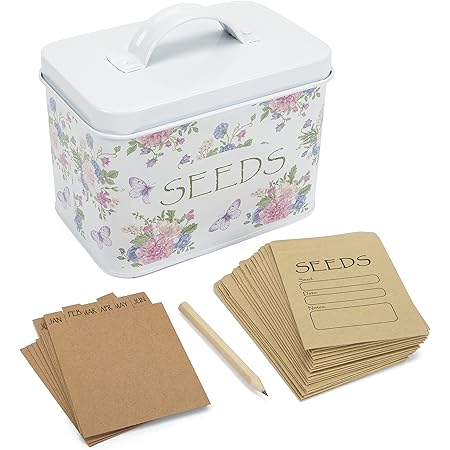 simpa® Vintage Style Seed Packet Storage Box - Robust Coated Metal ...