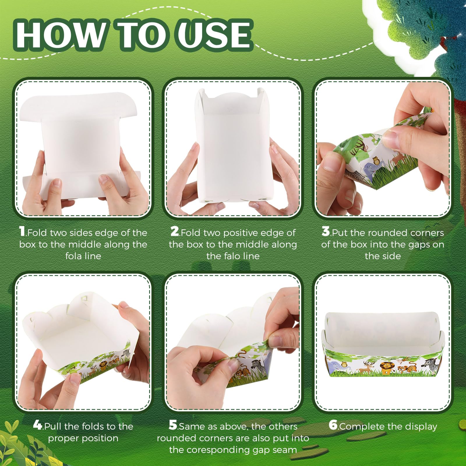 Snapklik.com : 48 Packs Jungle Animal Disposable Paper Food Serving ...