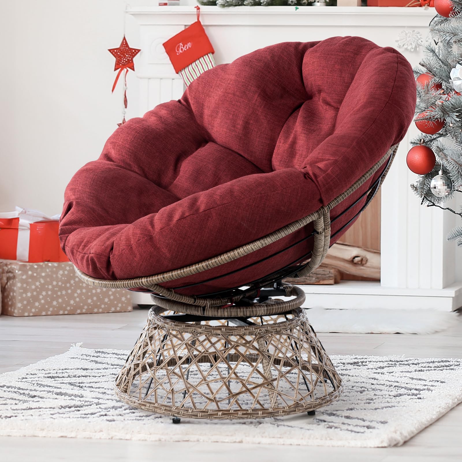 Snapklik.com : Bme 40" Ergonomic Wicker Papasan Chair