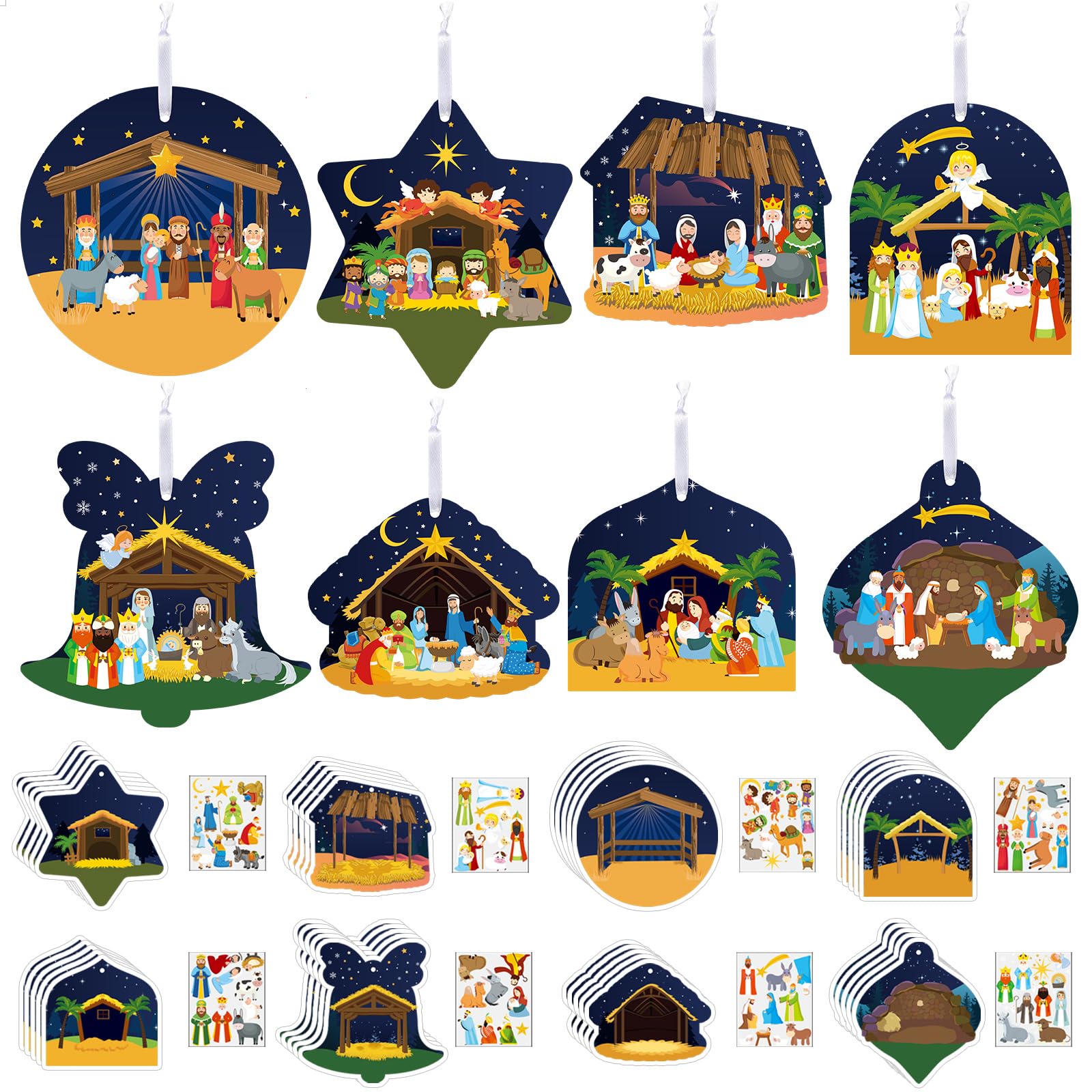 Amazon.com: Faccito 48 Pcs Christmas Nativity Scene Craft Kit Make a ...