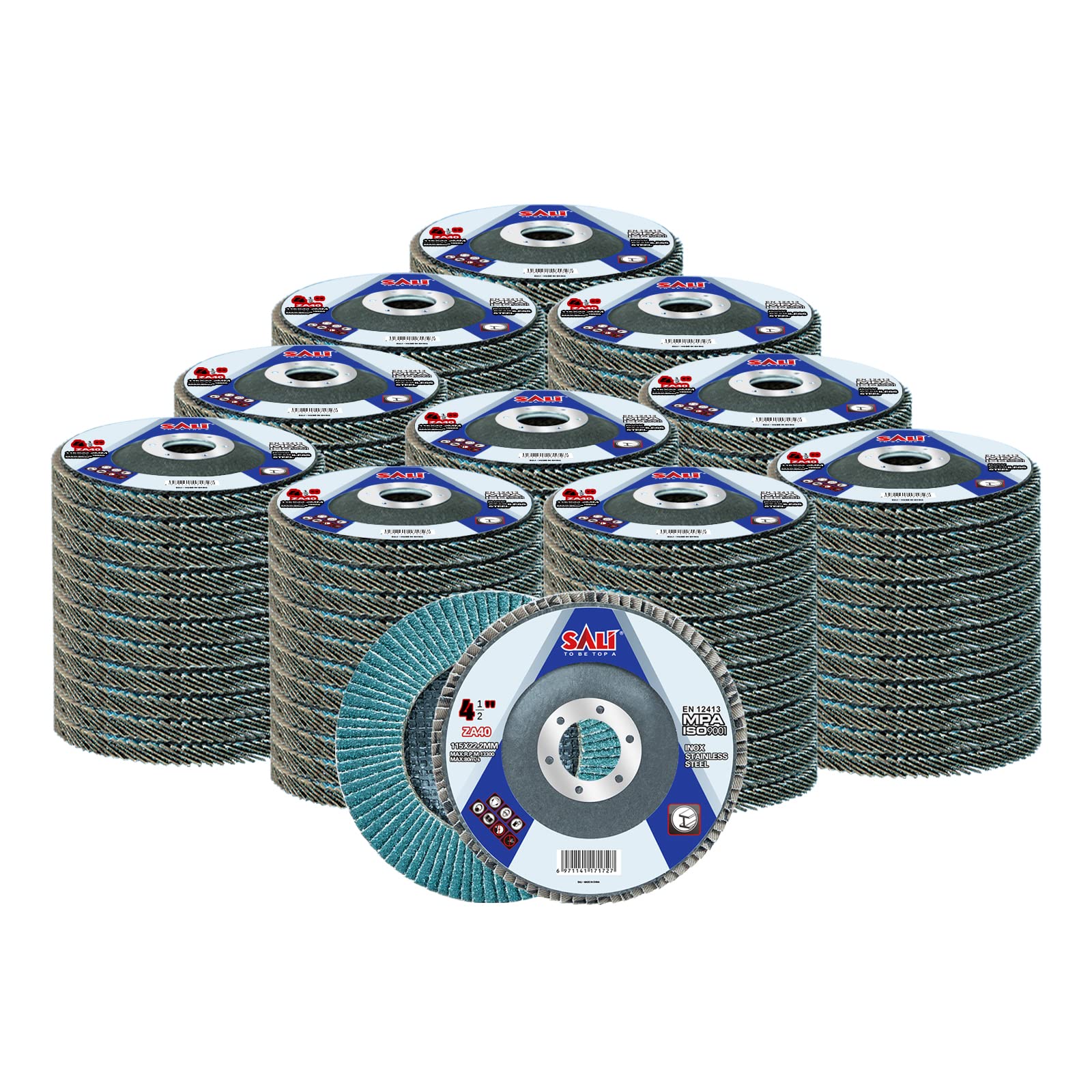 Sali 100 Pack Zirconia Flap Disc 40 Grit 4.5" x 7/8-Inch Sanding Disc ...