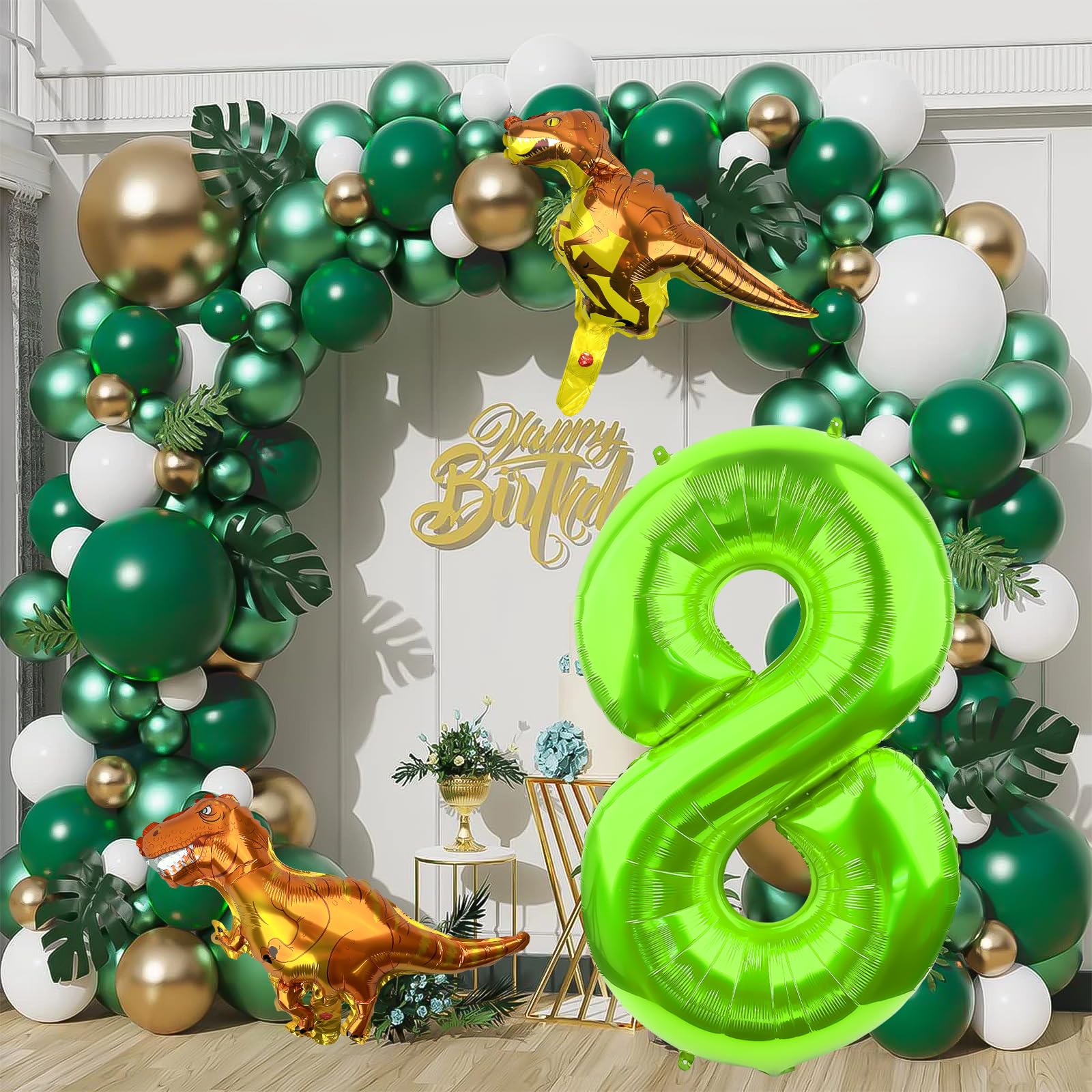 Snapklik.com : Dinosaur Number 8 Ballloon, 40 Inch Green Number 8 ...