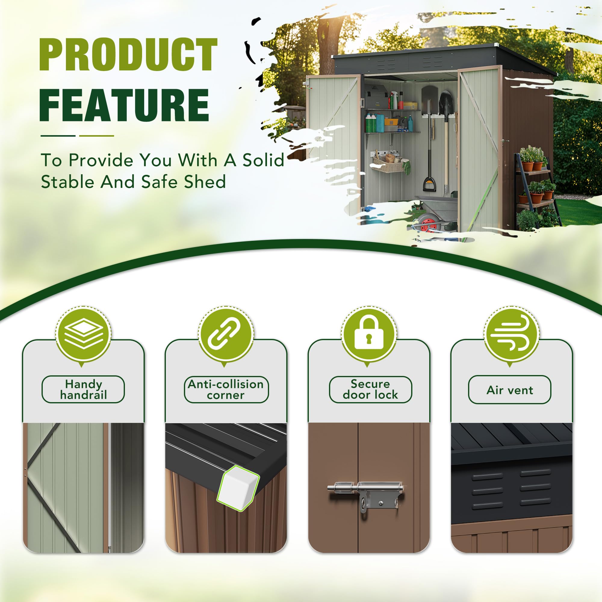 Snapklik.com : Greesum Outdoor Storage Shed All Weather 6FTx4FT Metal ...