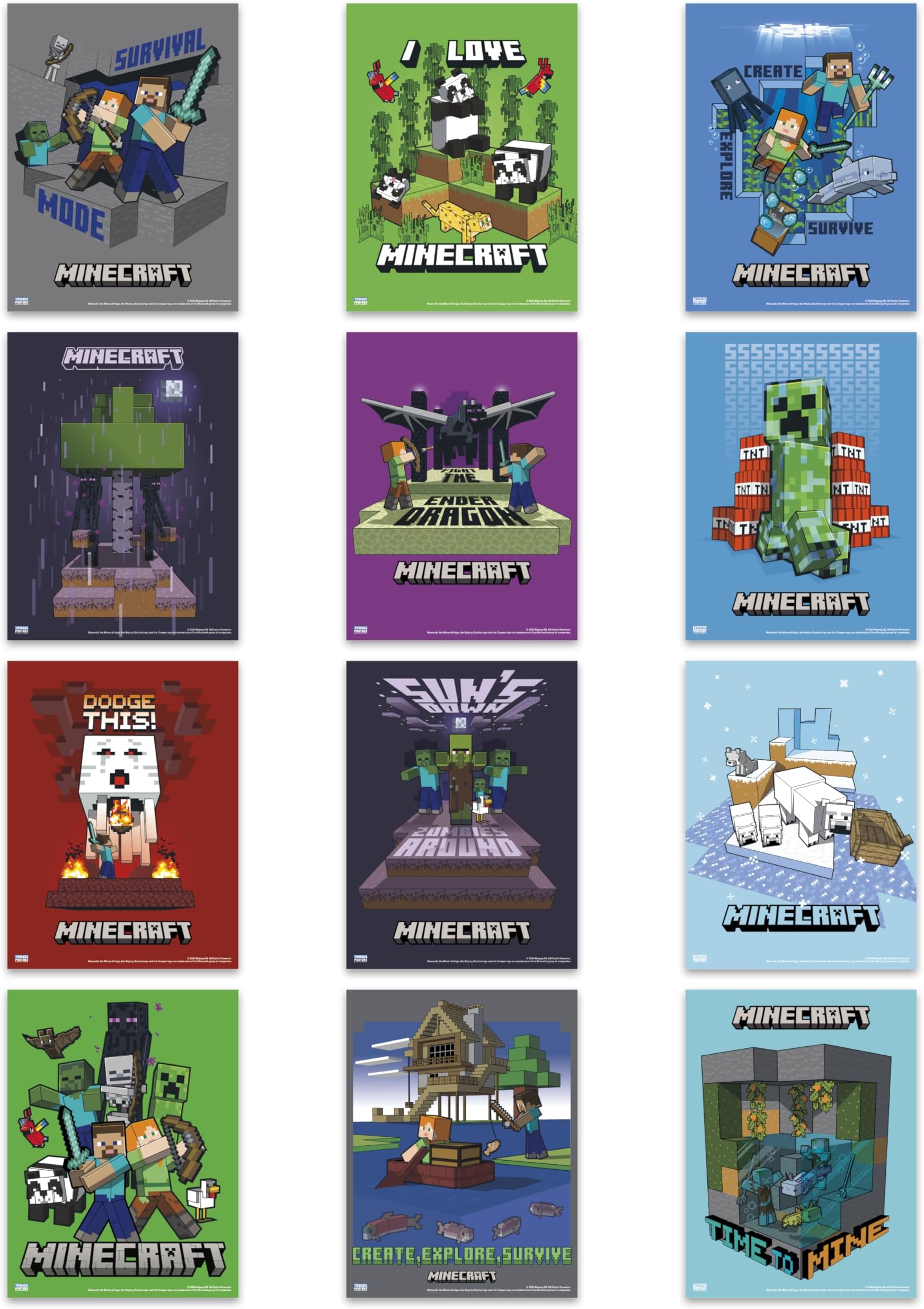 Amazon.com: Minecraft- World Poster 24 x 36 inches: Prints: Posters ...