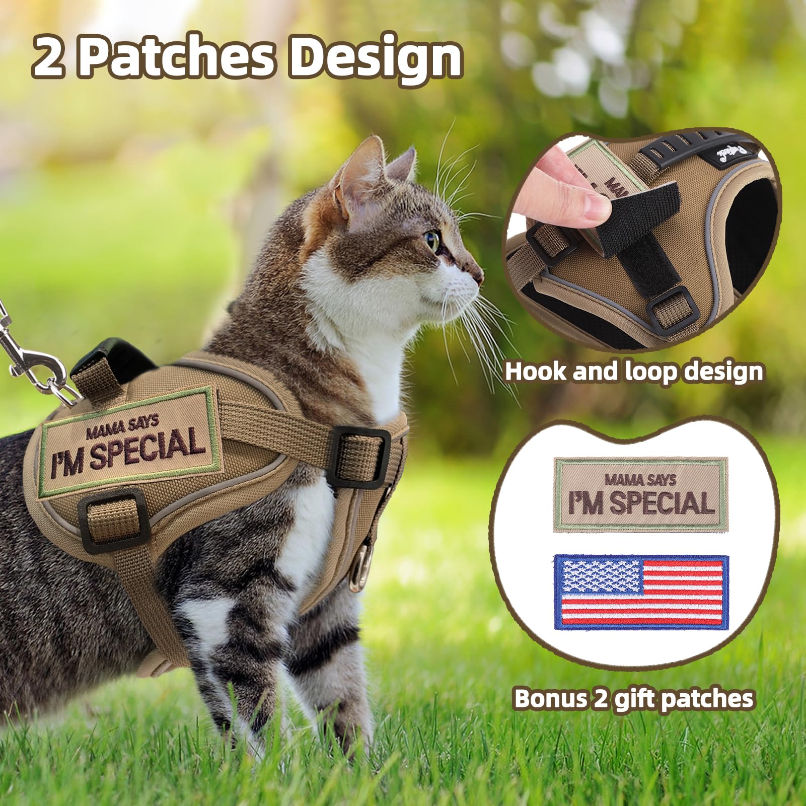 Snapklik.com : Tactical Cat Harness And Leash Set Escape Proof ...
