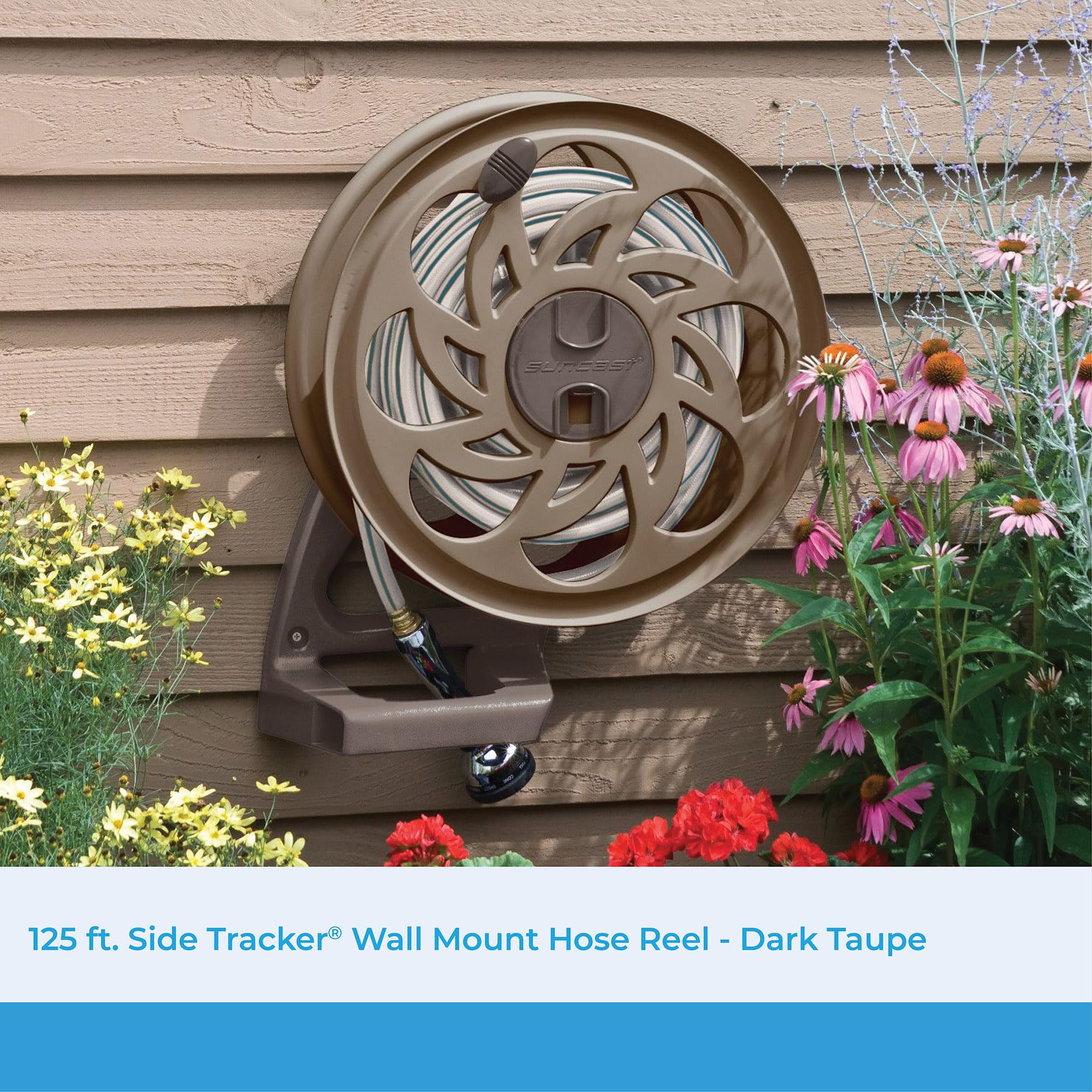 Snapklik.com : Suncast 125 Ft Sidetracker Wall Mount Garden Hose Reel