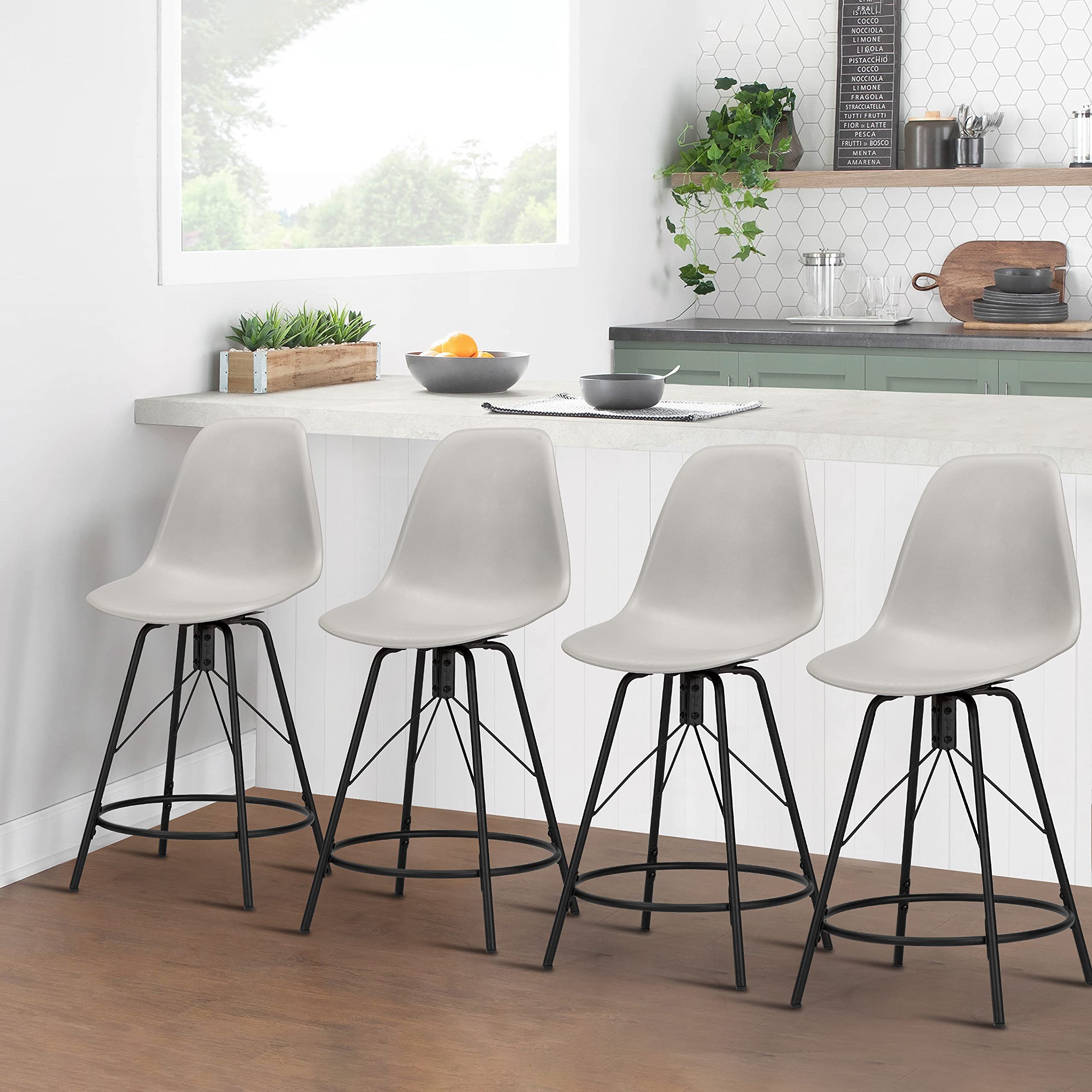 Snapklik.com : Changjie Furniture Swivel Barstools Set Of 4 Counter Height Bar Stools Plastic ...