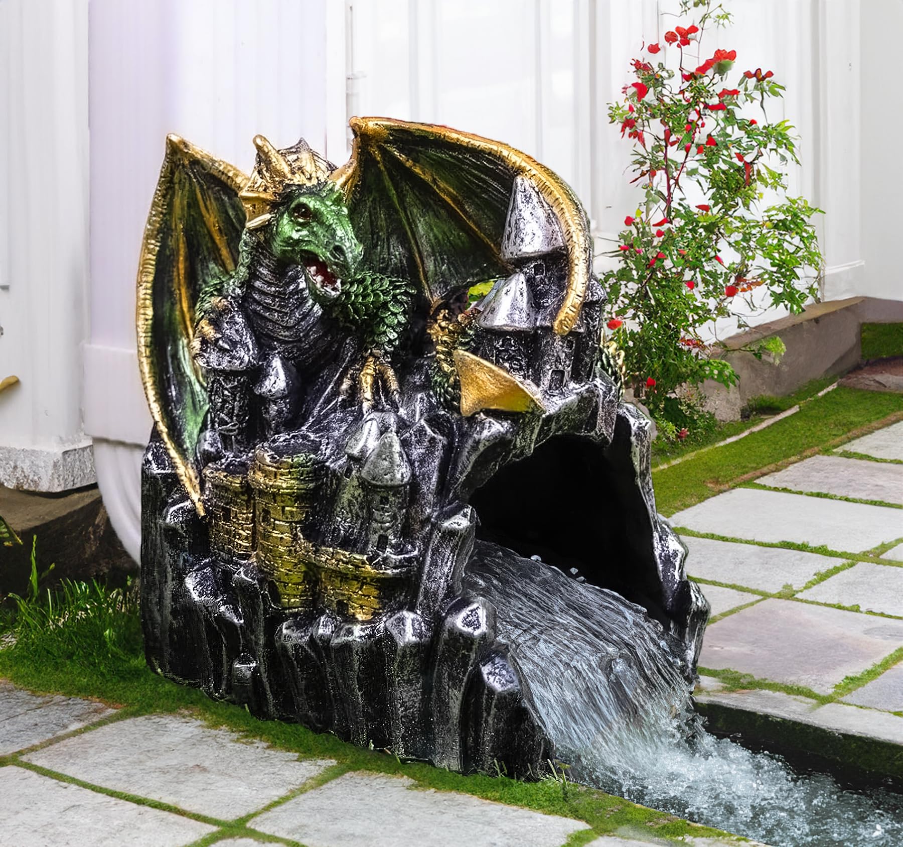Amazon.com: Teaeeno Dragon Statue Decor Gutter Downspout Extension ...