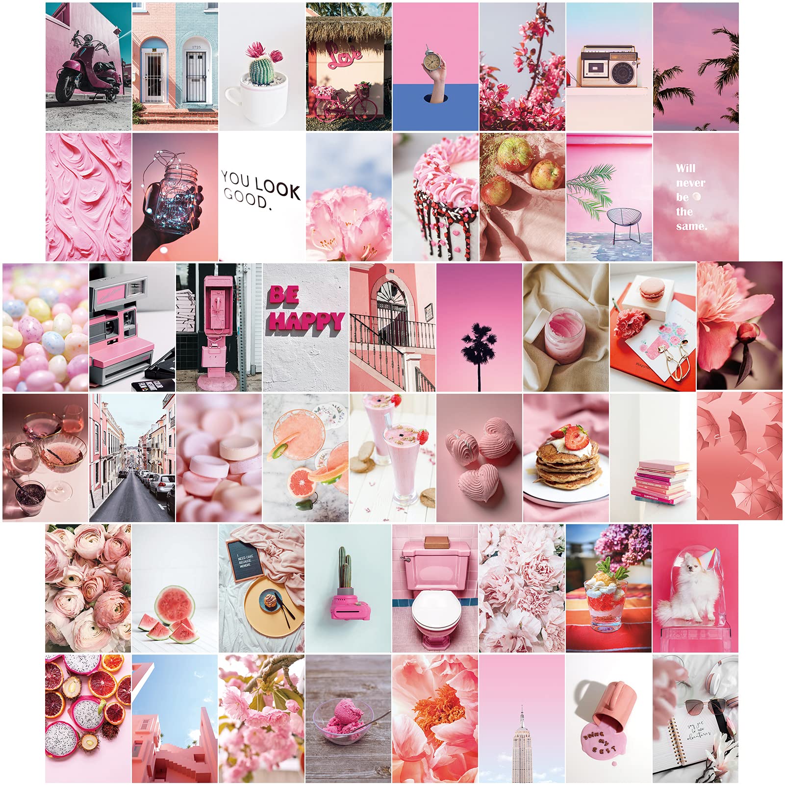 Buy 50pcsWall Collage Kit Pink Aesthetic Pictures for Bedroom Aesthetic ...