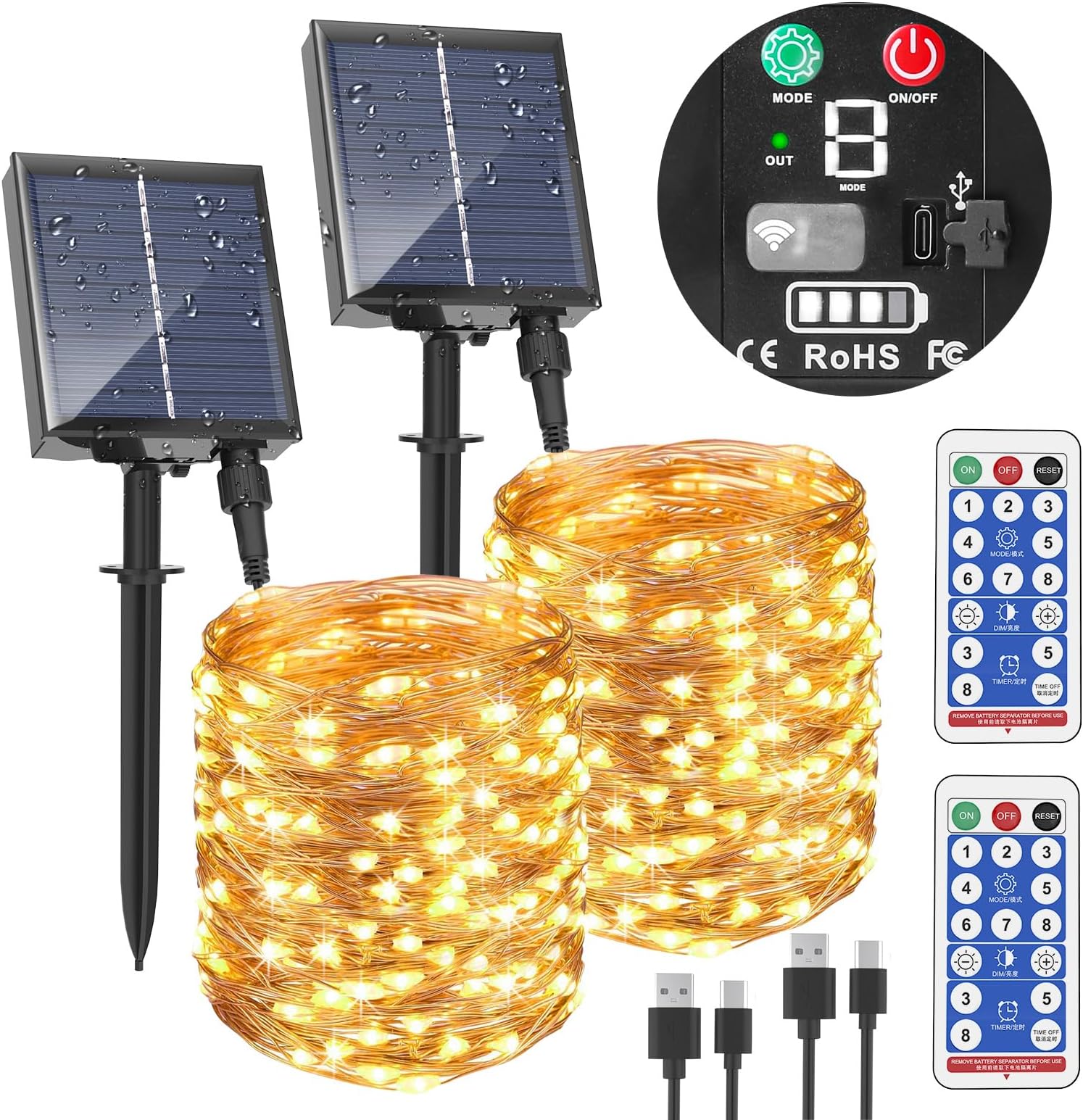 Solar Battery Box Outdoor Indoor LED String Lamp Panel Controller with ...