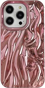 Amazon.com: Caseative for iPhone 14 Pro Case,Pleated Water Ripple Chrome Wave Pattern Soft Phone ...