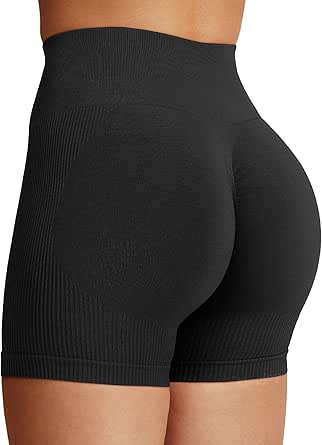 Amazon.com: VOYJOY Women Scrunch Workout Shorts 5" Butt Lifting High Waisted Gym Shorts Seamless ...