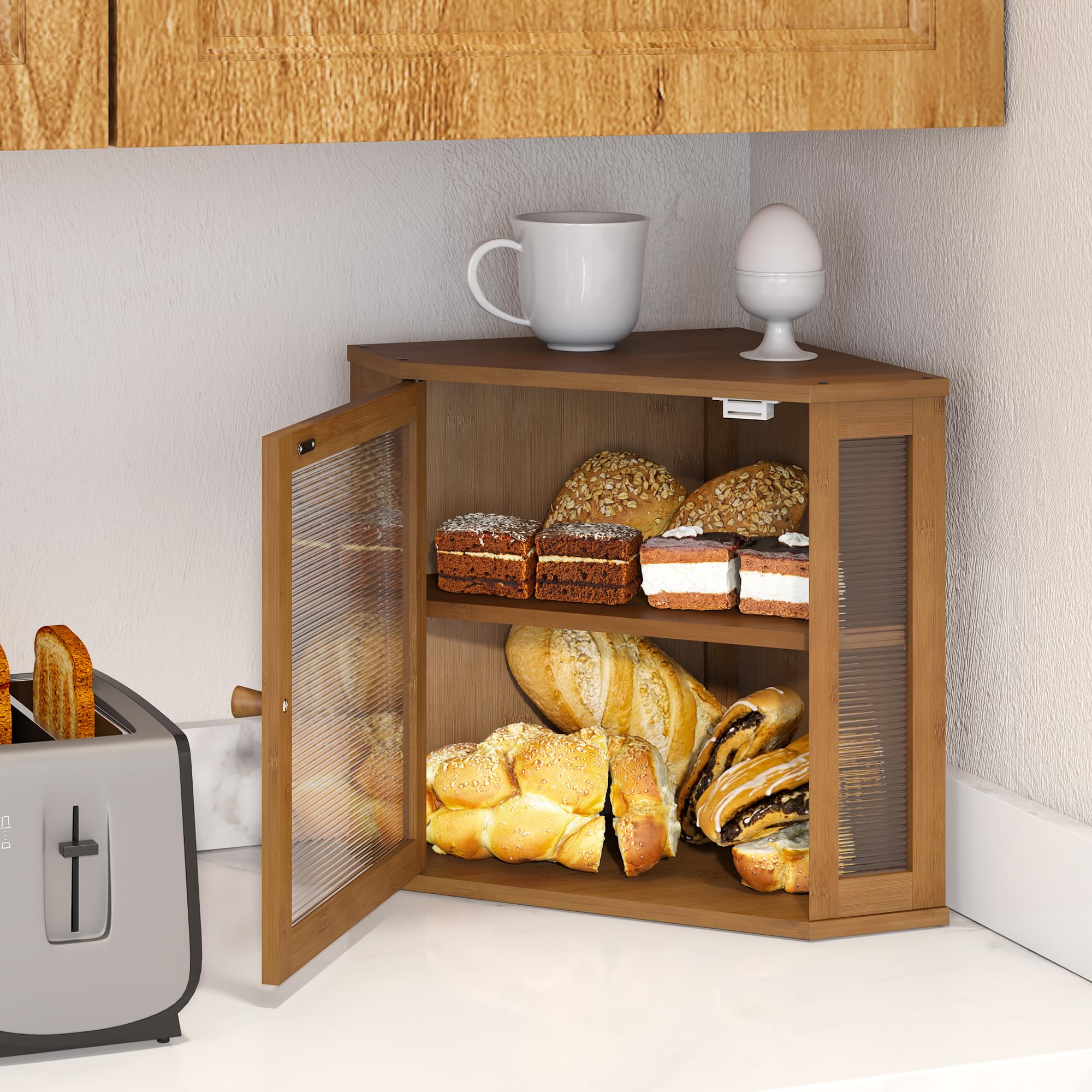 Snapklik.com : BMOSU Corner Bread Box For Kitchen Bread Storage And ...