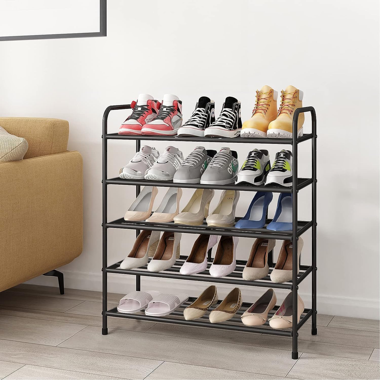 Lukzer Metal 5 Layer Shoe Rack Storage Organizer Stand for Door Entrance Dormitory DIY Home ...