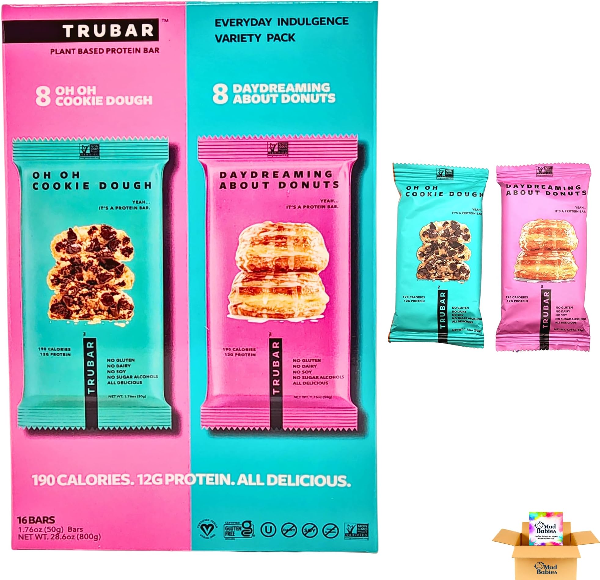Amazon.com : Trubar Truwomen Plant-Based Protein Bar Variety Pack ...
