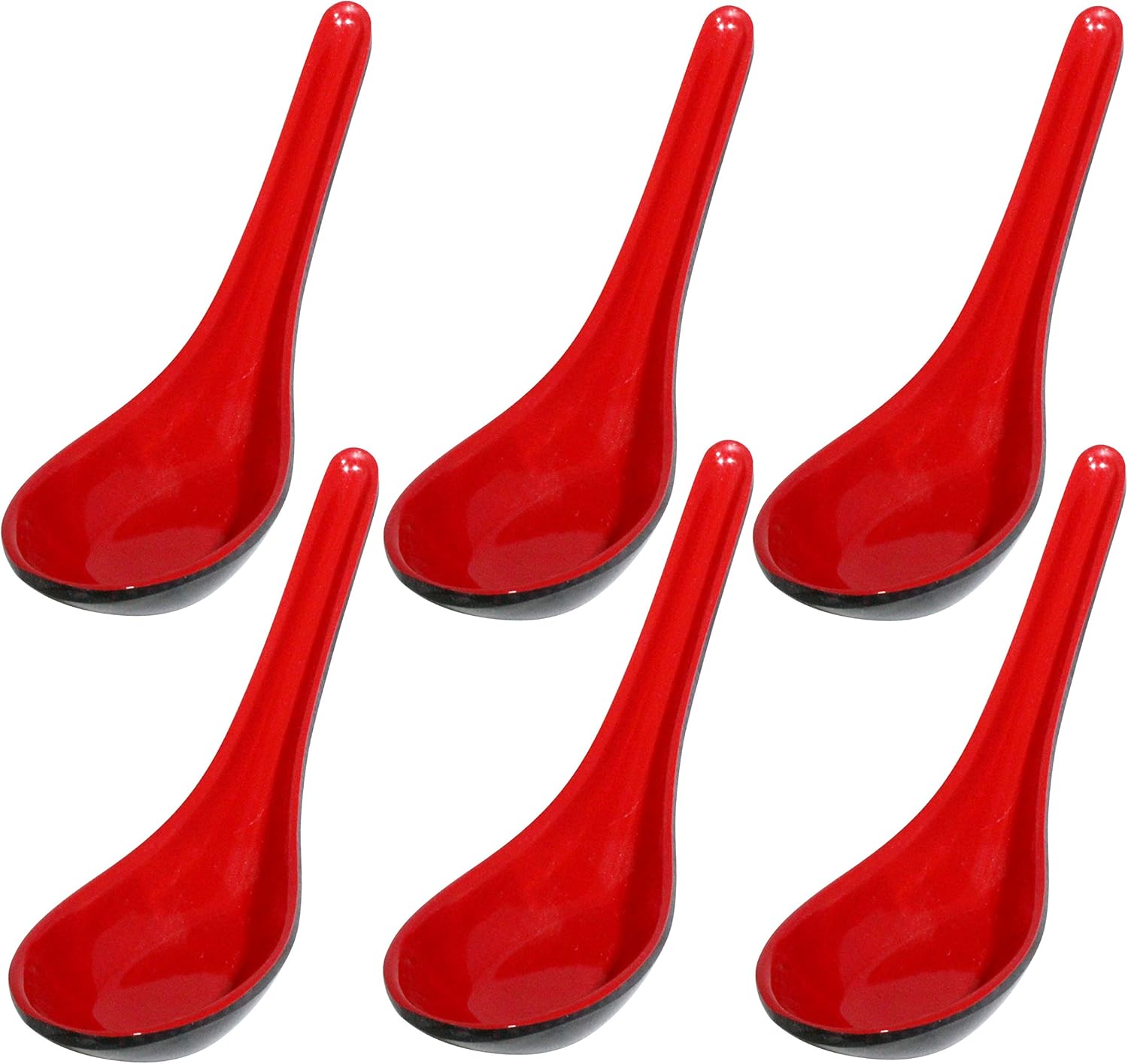 Amazon.com: Chef Miso Set of 6 Red and Black Large Japanese Soup Spoons ...