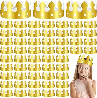 Amazon.com: 100 Pieces Birthday Crown, Golden King Crown Foldable ...