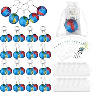 Amazon.com: LIUBUJINGYING 24 Pack Globe Keychains 2" Planet Earth ...
