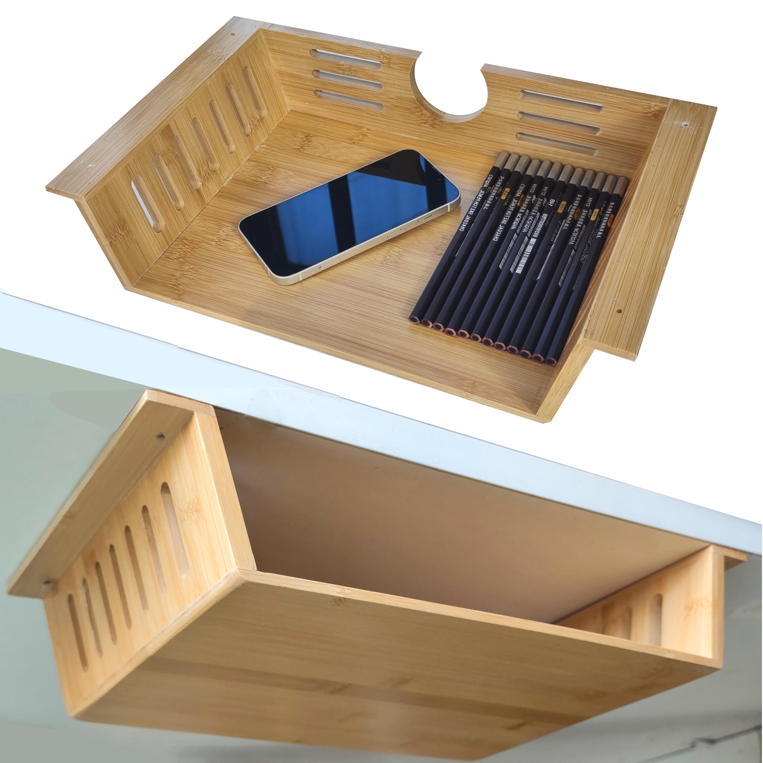 Amazon.com: Voulosimi Under Desk Drawer - Under Desk Storage Shelf Wood ...