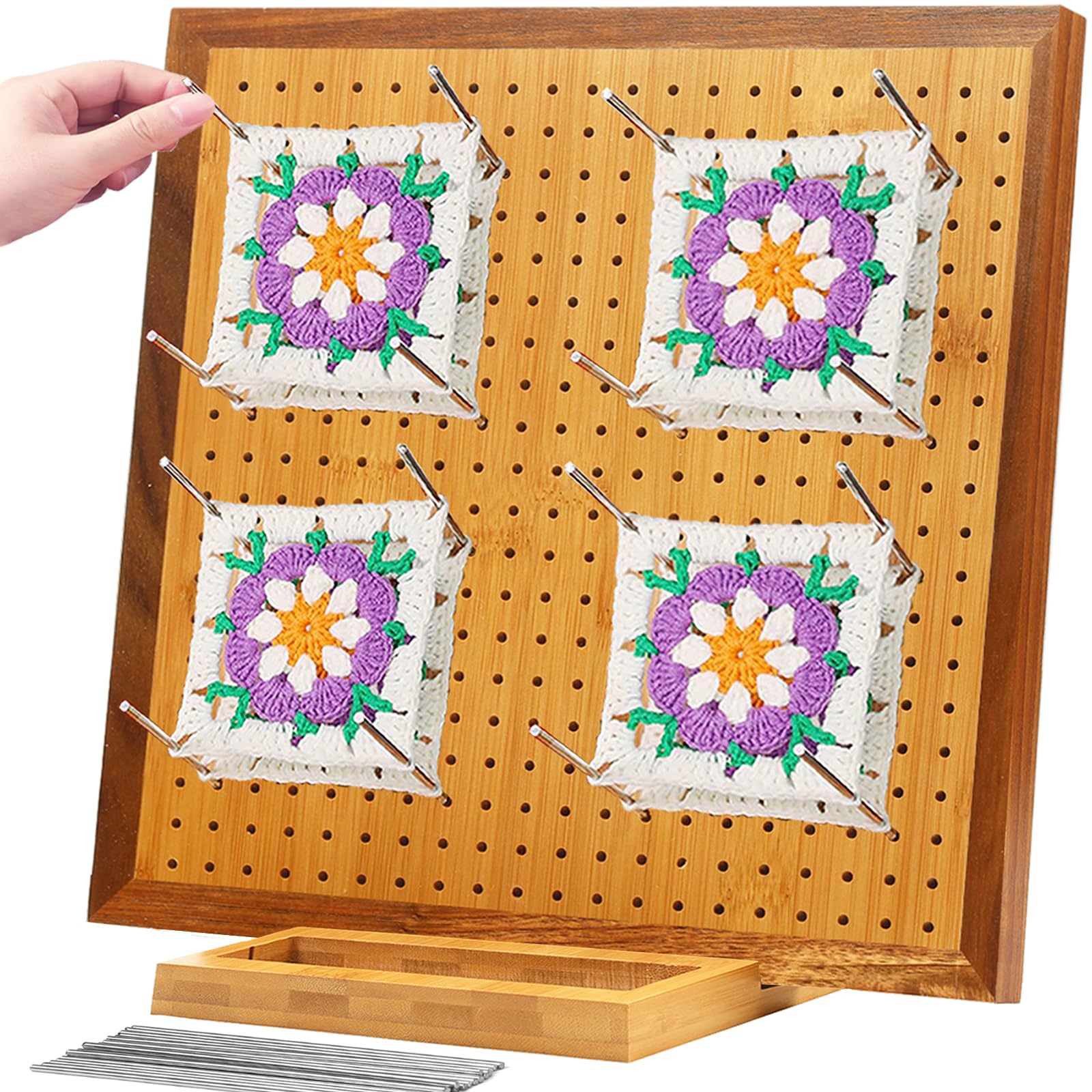 Lifewit Crochet Blocking Board Bamboo Mat Knitting Pegs Lifewit Crochet ...