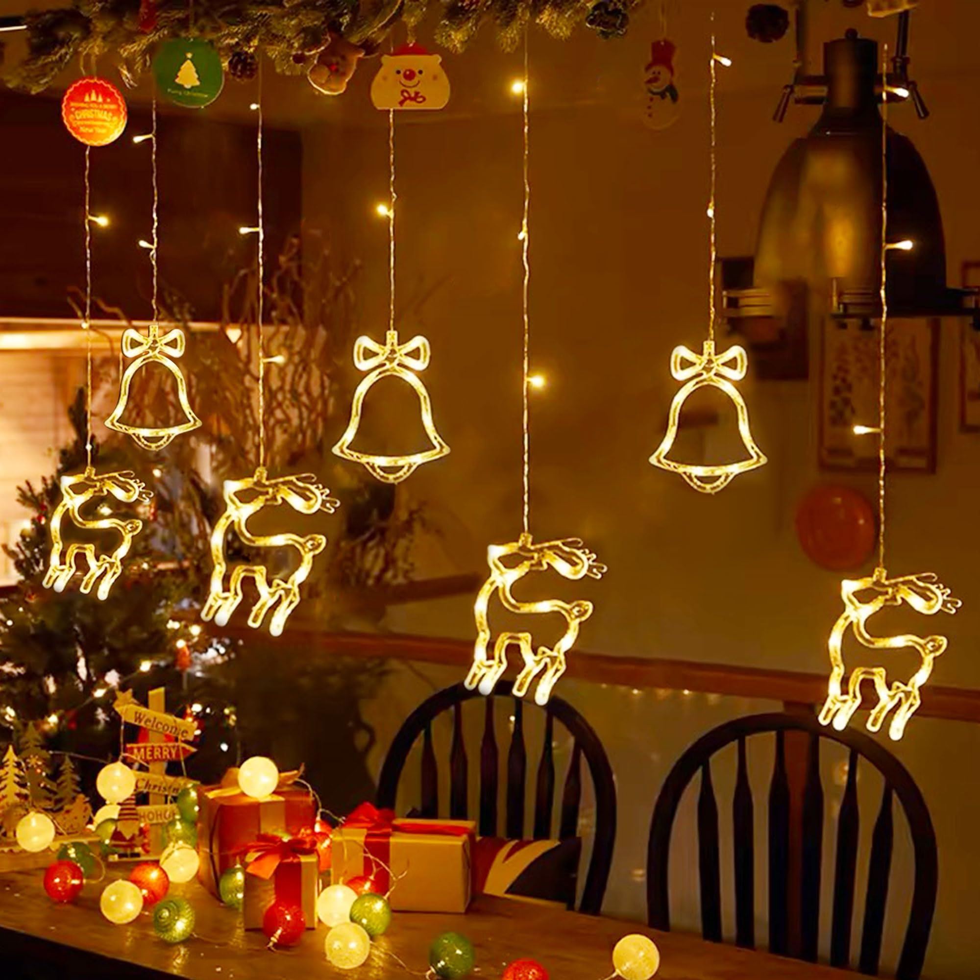 Amazon.com: Treewoll 180 LED Christmas Curtain String Lights, 8.3 FT ...