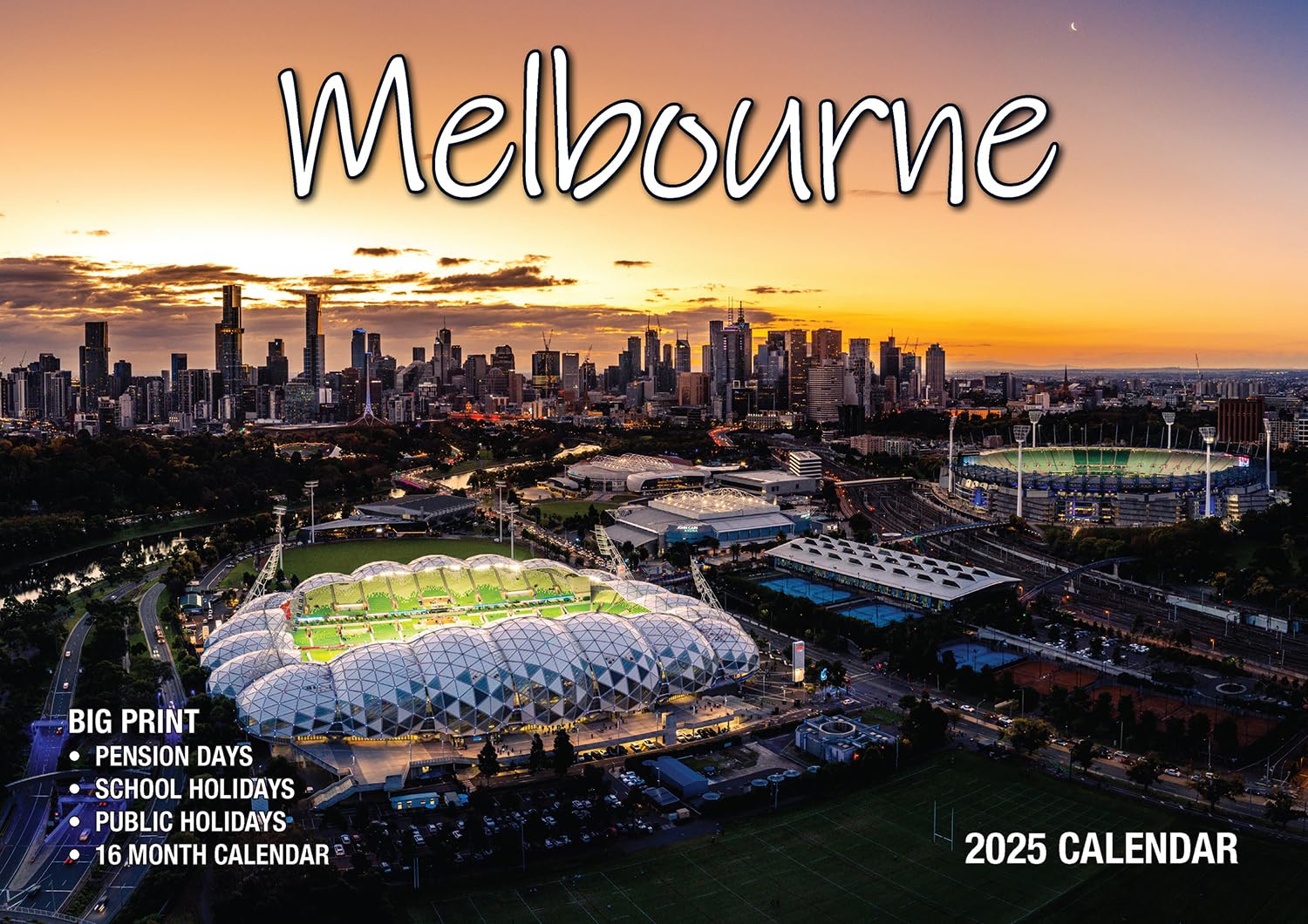 Melbourne - 2025 Rectangle Wall Calendar 16 Months Planner Cityscapes ...