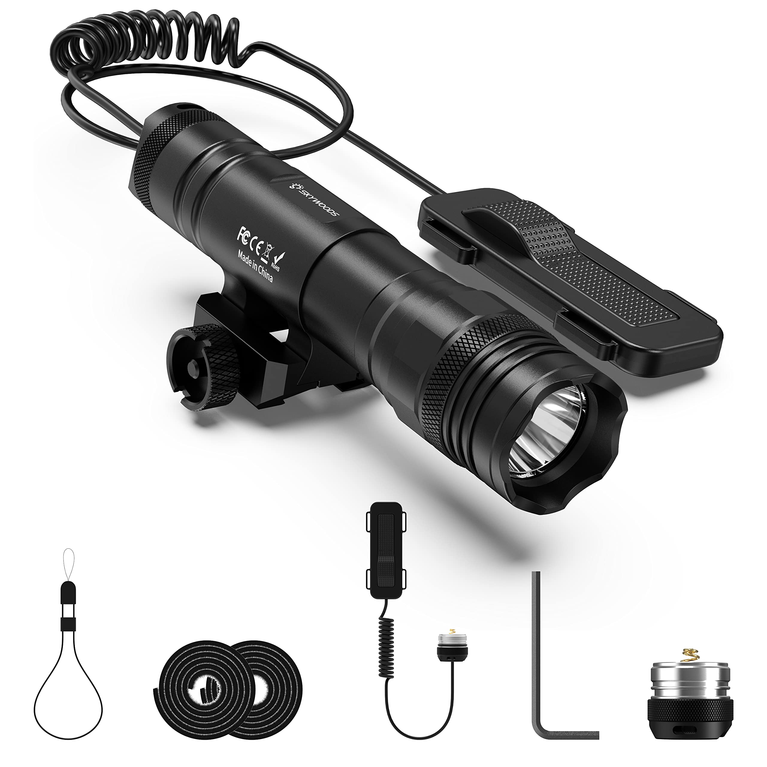 Skywoods 1250 Lumens Rechargeable Tactical Flashlight With Remote ...