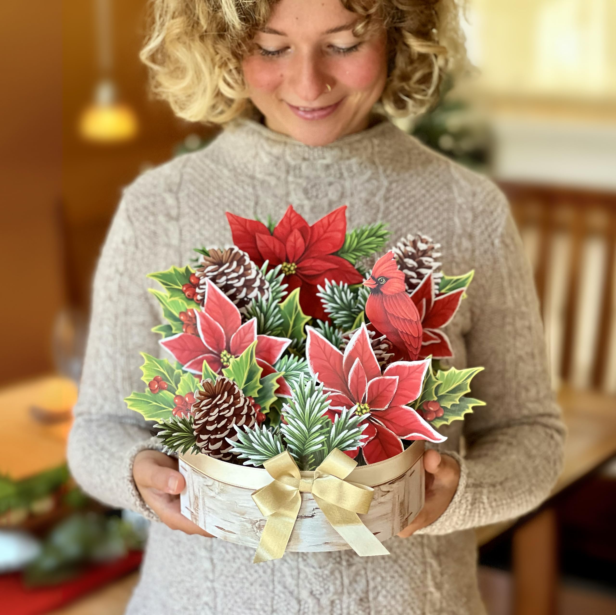 Snapklik.com : Pop Up Cards, Birch Poinsettia, 10 Inch Life Sized ...