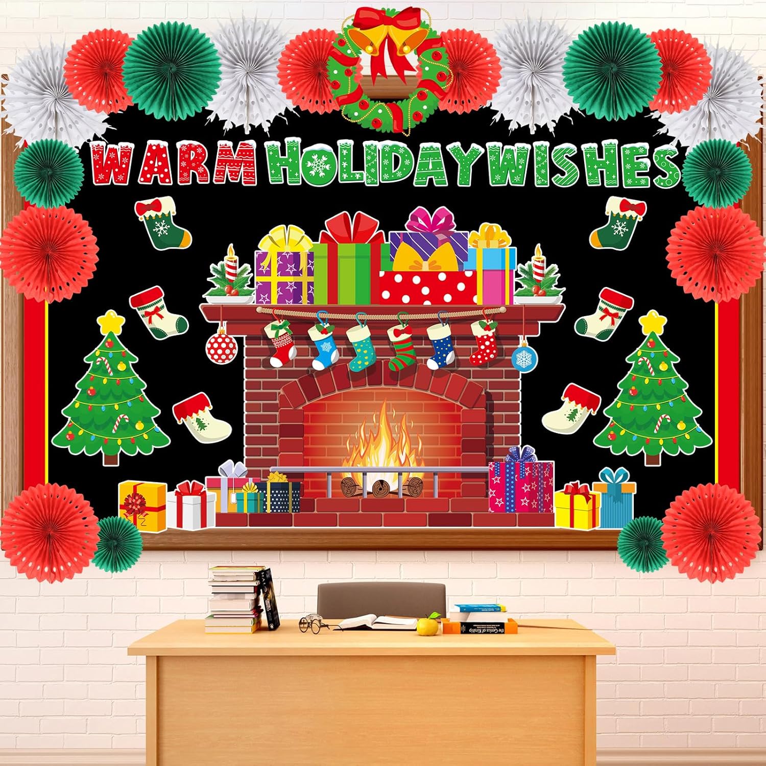 Amazon.com: Christmas Bulletin Board Decorations Warm Holiday Wishes ...