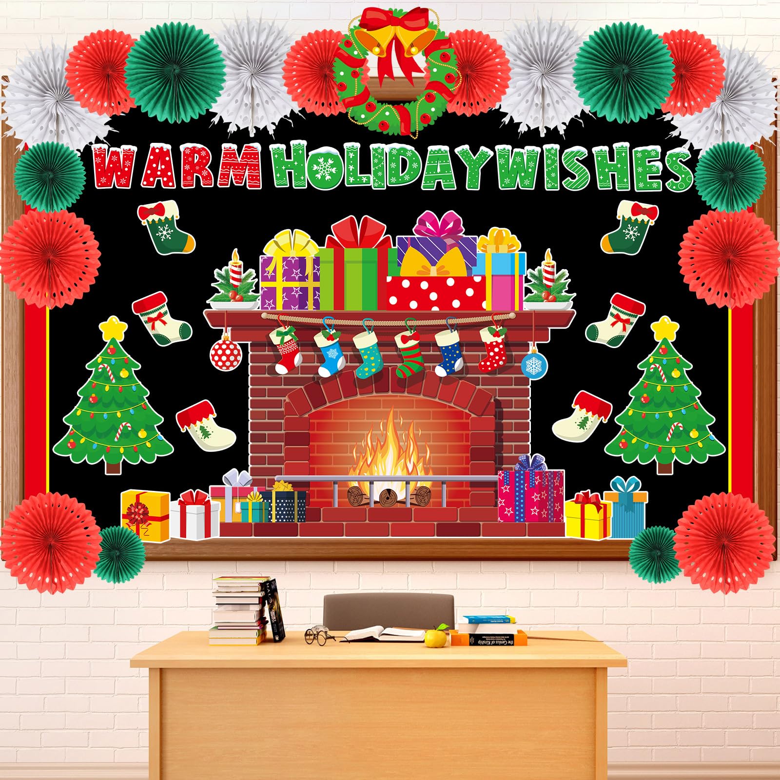 Amazon.com : Christmas Bulletin Board Decorations Warm Holiday Wishes ...