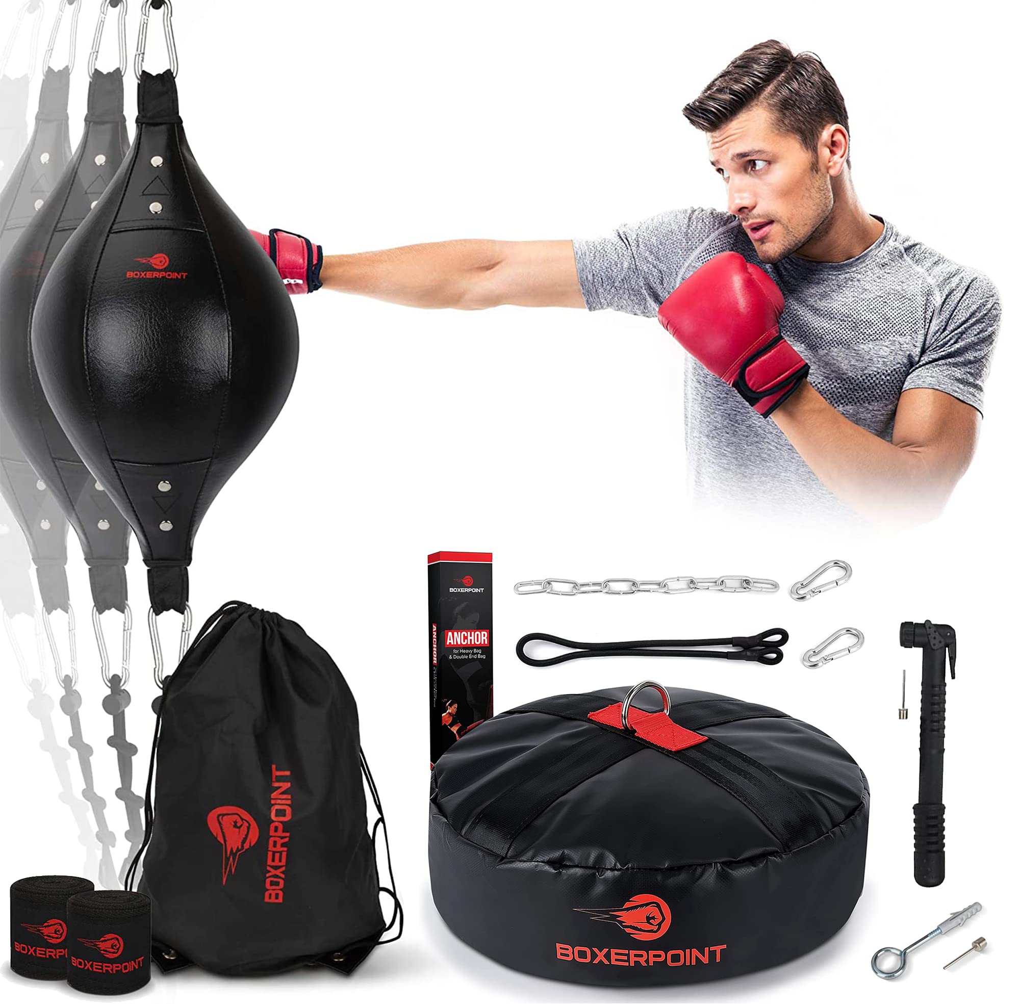 Amazon.com : Boxerpoint Bundle Double End Punching Ball Kit and ...
