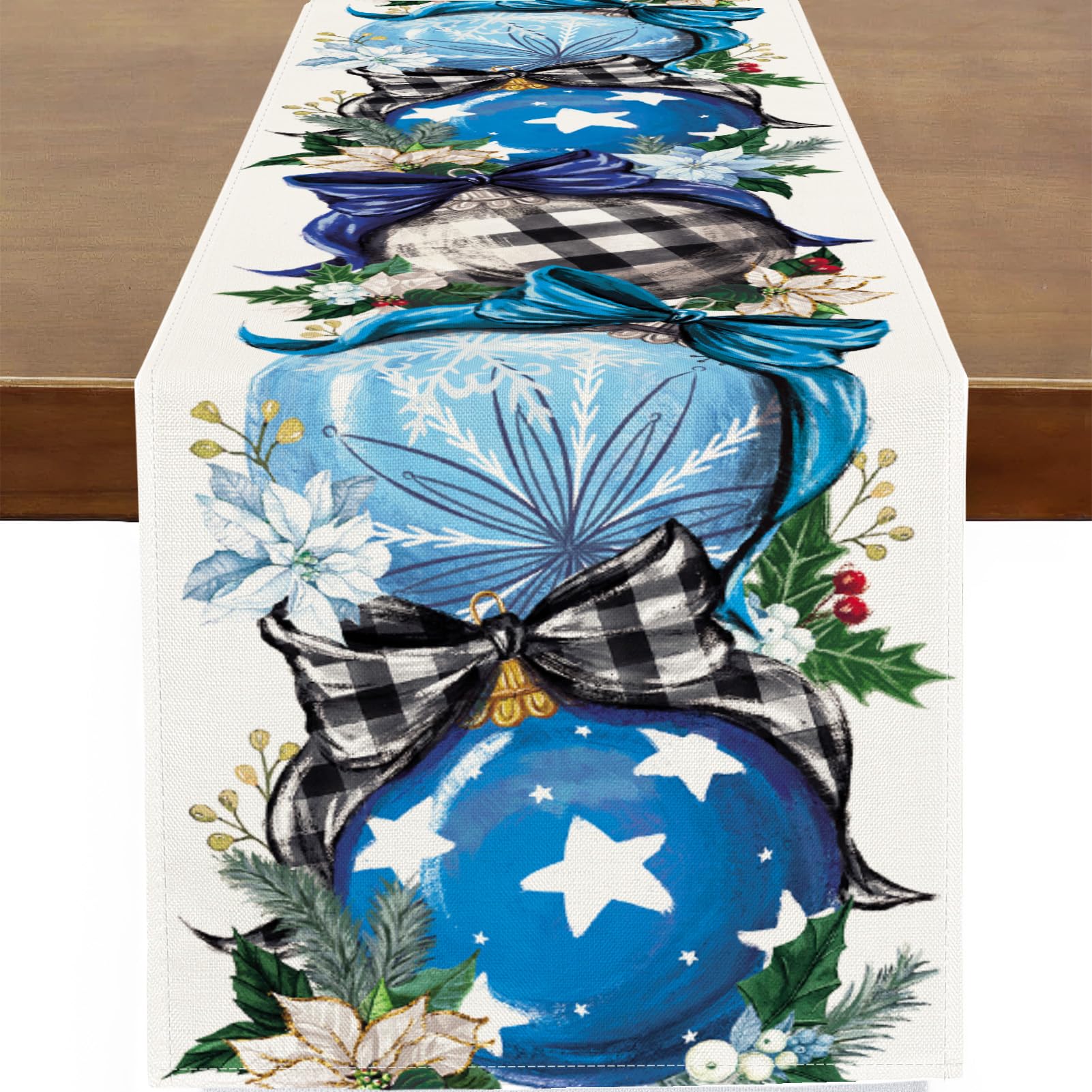 Amazon.com: Baccessor Winter Balls Table Runner Christmas Poinsettia ...