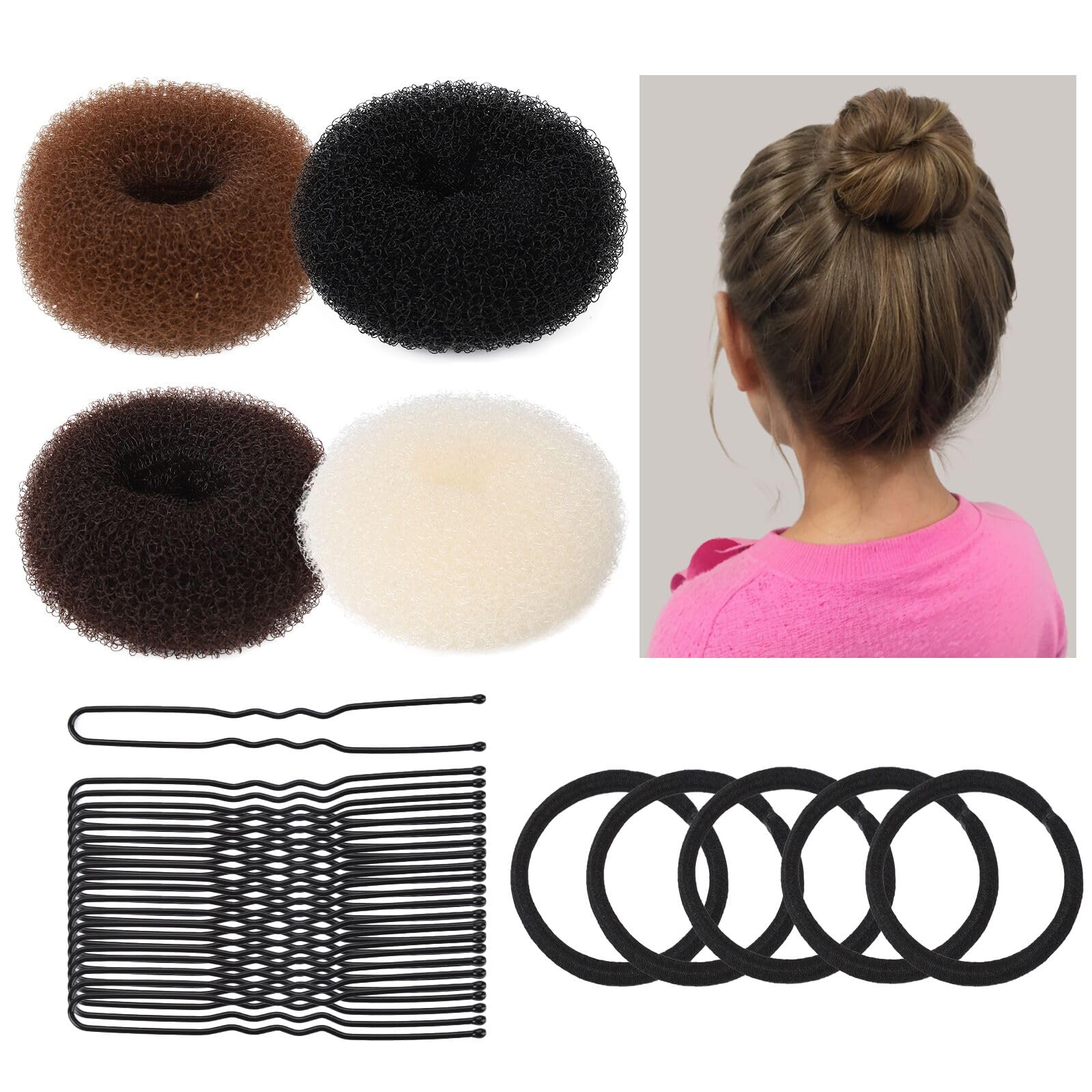 Amazon.com: Teenitor Small Donut Hair Bun Maker Set - 4 Colors Small ...